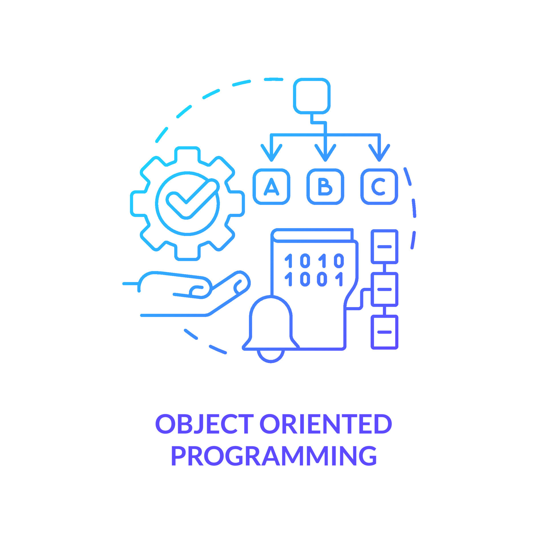 icono de concepto de gradiente azul de programación orientada a objetos