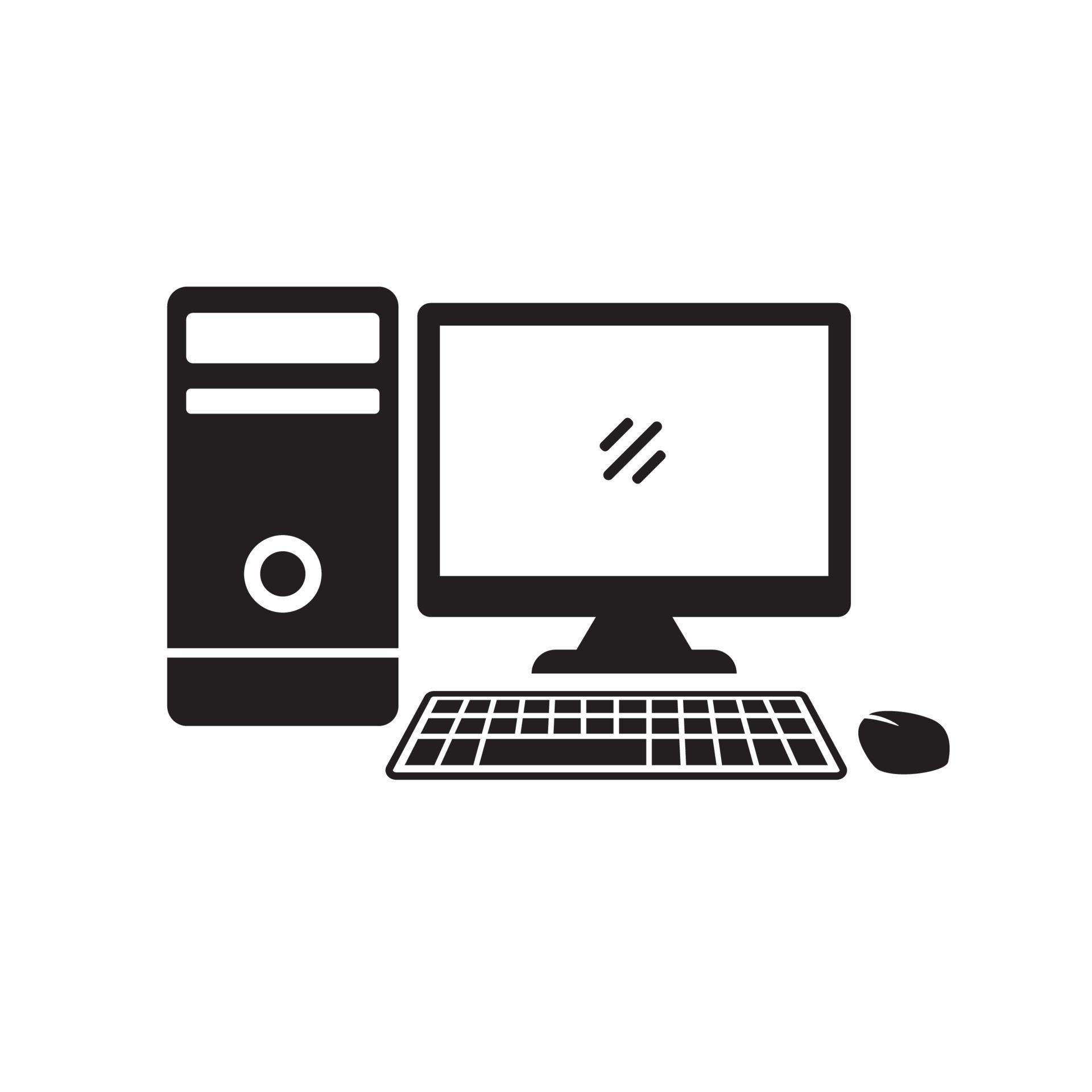 Icono De Computadora Con Color Negro Simple Aislado Sobre Fondo Blanco