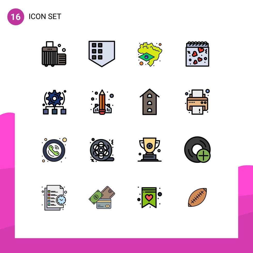 16 Thematic Vector Flat Color Filled Lines And Editable Symbols Of