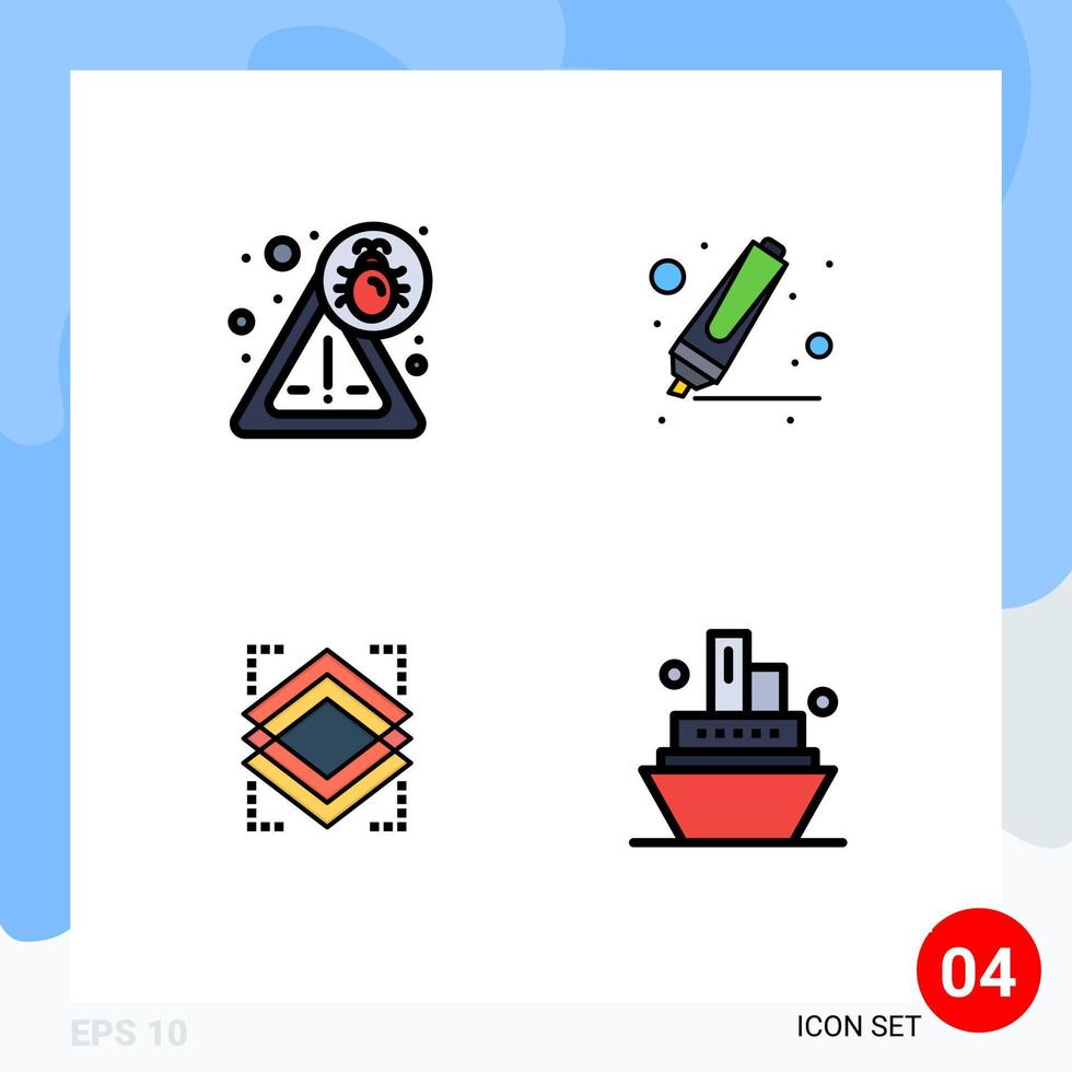 4 Universal Filledline Flat Colors Set For Web And Mobile Applications