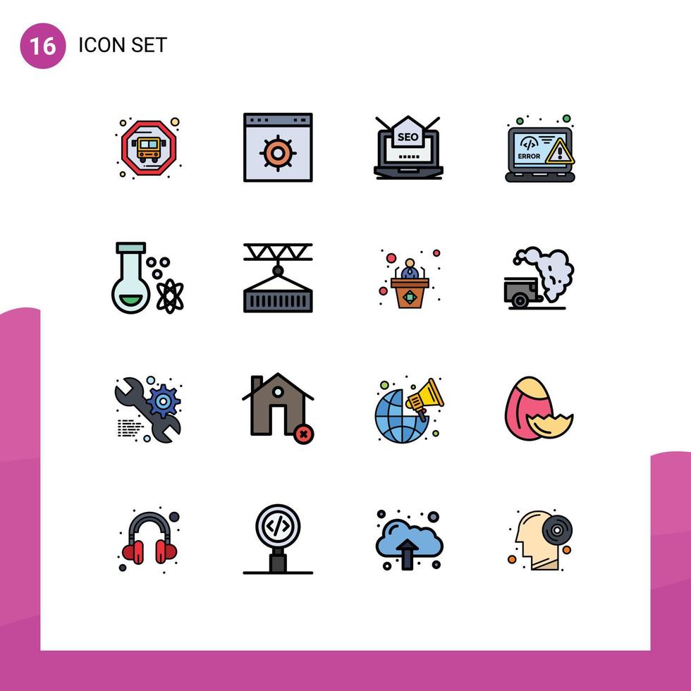 Mobile Interface Flat Color Filled Line Set Of 16 Pictograms Of Potion