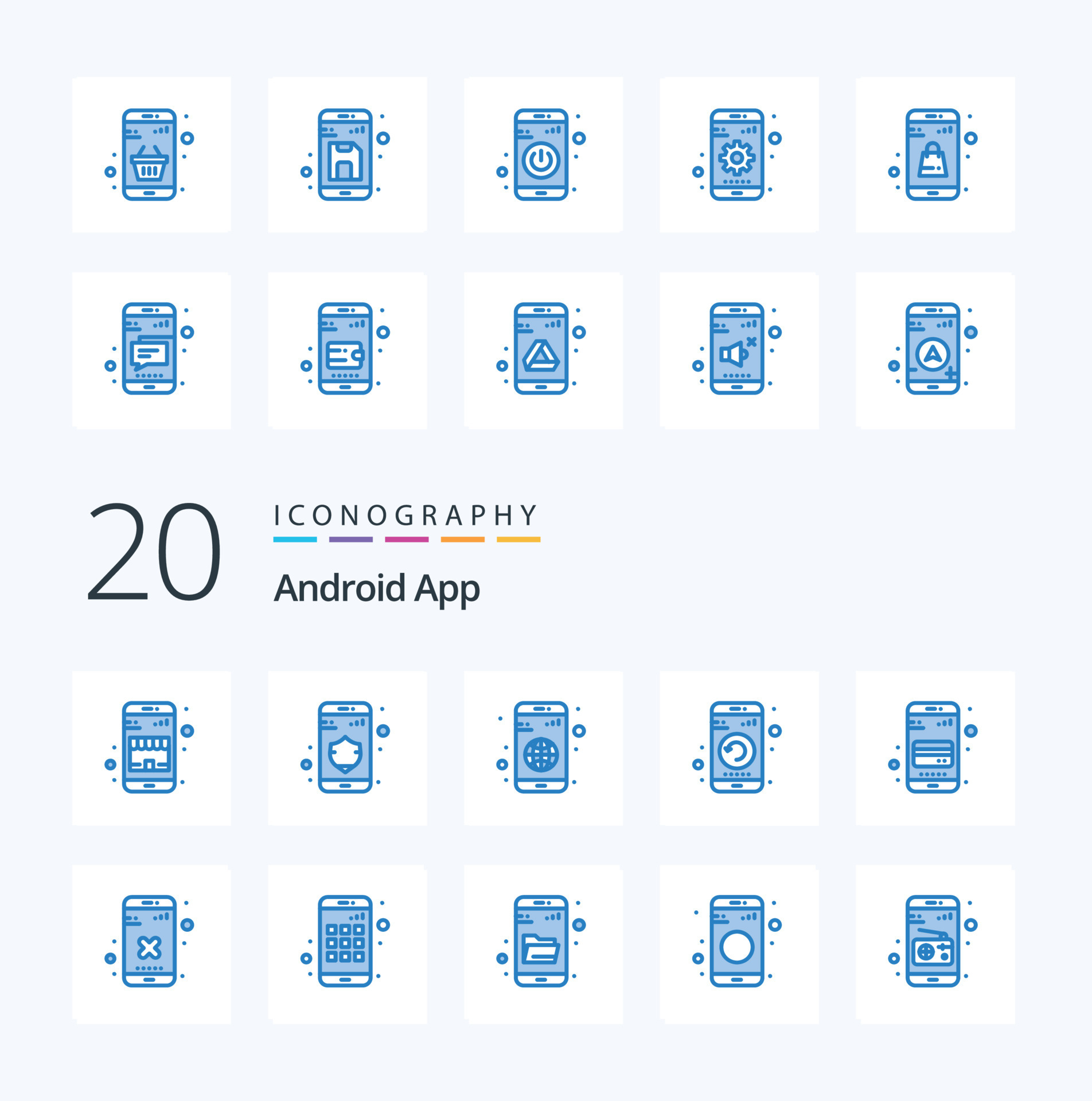 20 Android App Blue Color Icon Pack Like Card Restart Application Phone