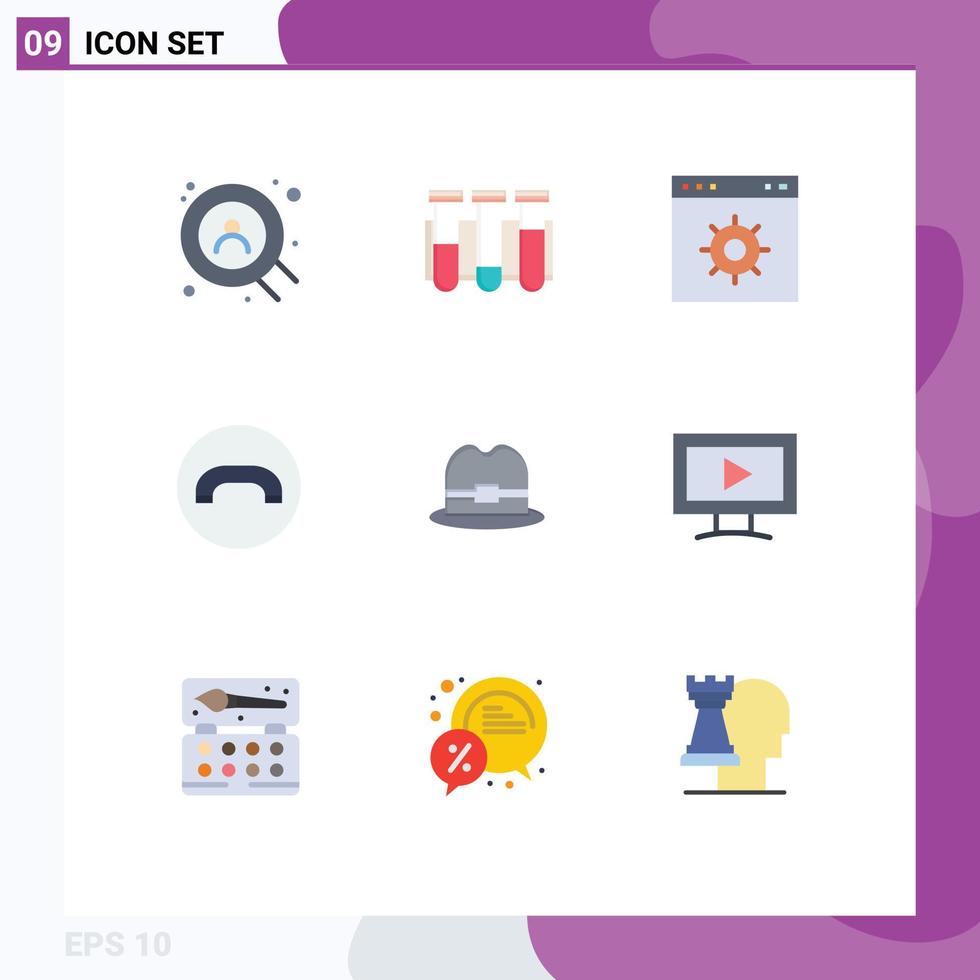 Set Of 9 Commercial Flat Colors Pack For Man Hat Browser Hang Up