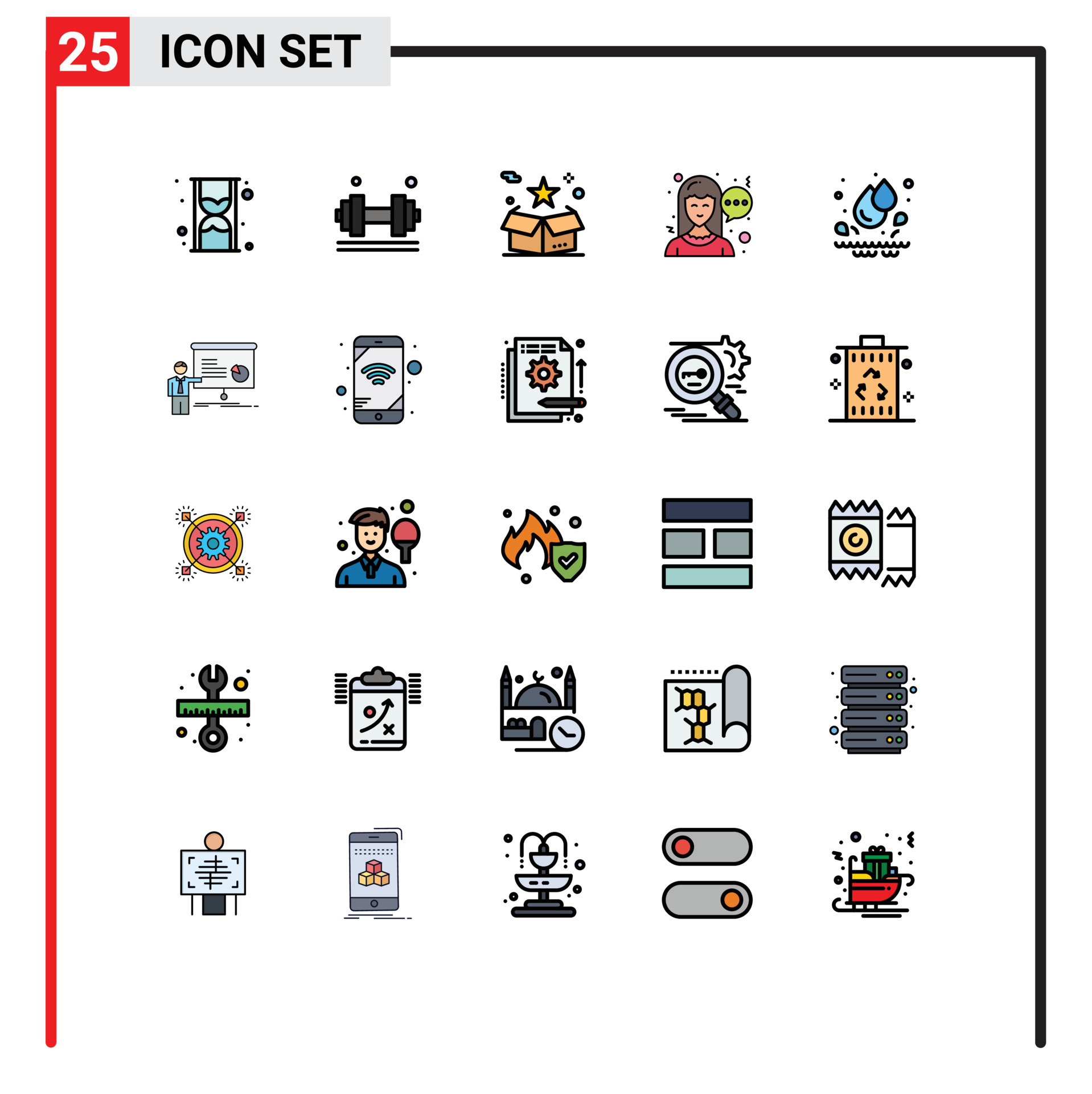 Set Of 25 Commercial Filled Line Flat Colors Pack For Drops