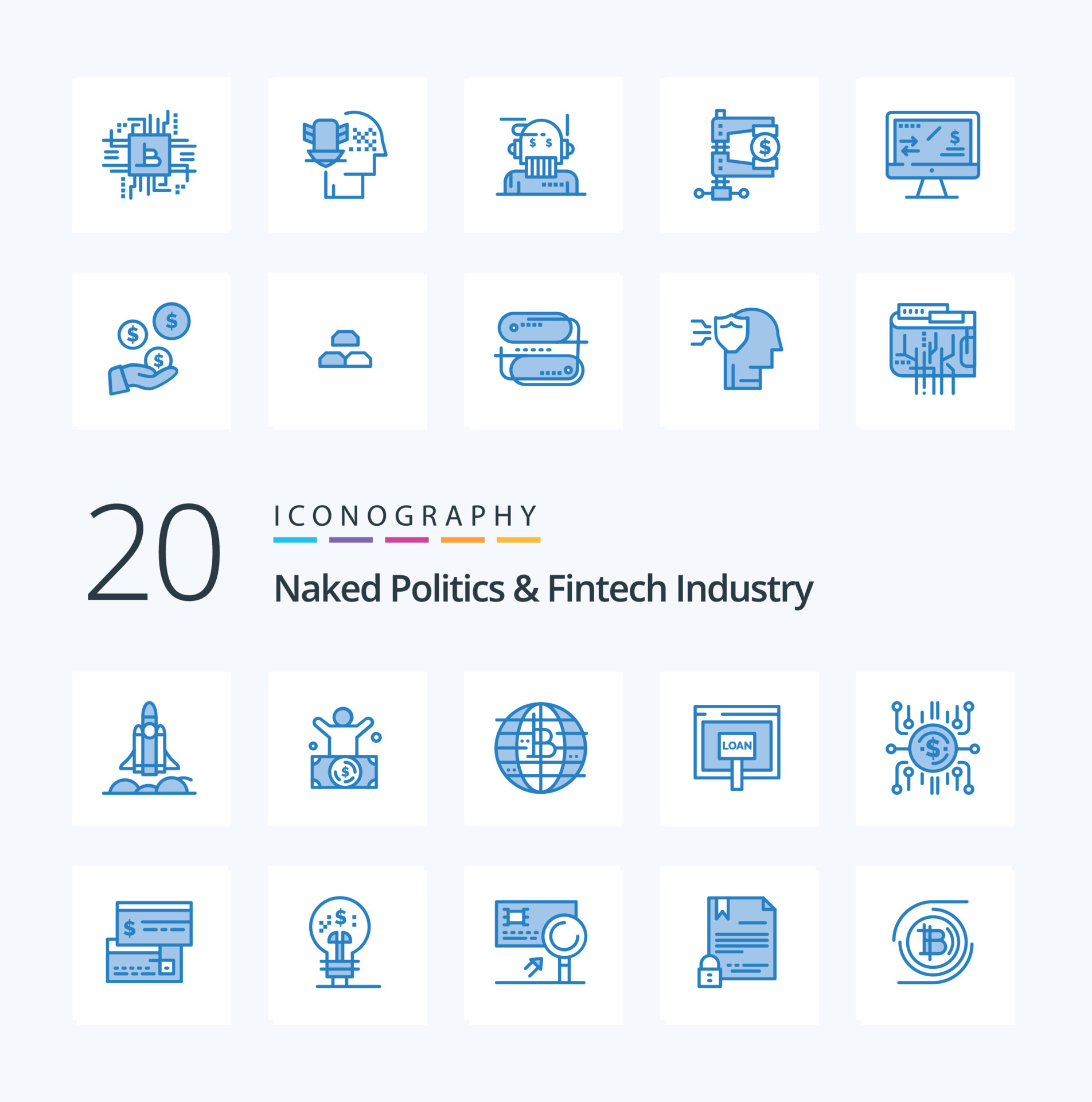 Naked Politics And Fintech Industry Blue Color Icon Pack Like Money