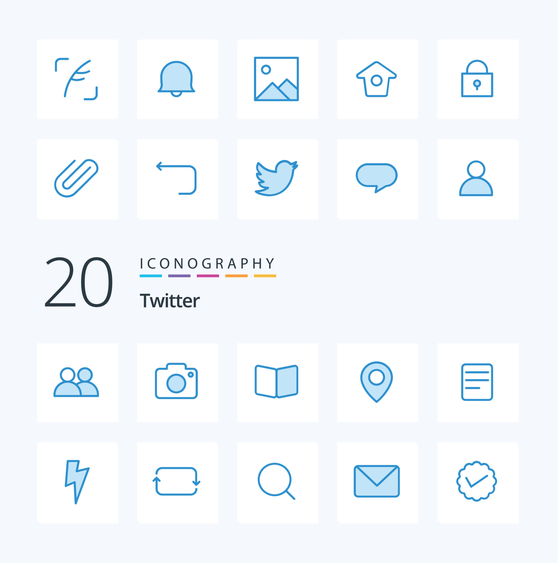 20 Twitter Blue Color Icon Pack Like Text Map Open Location Cover