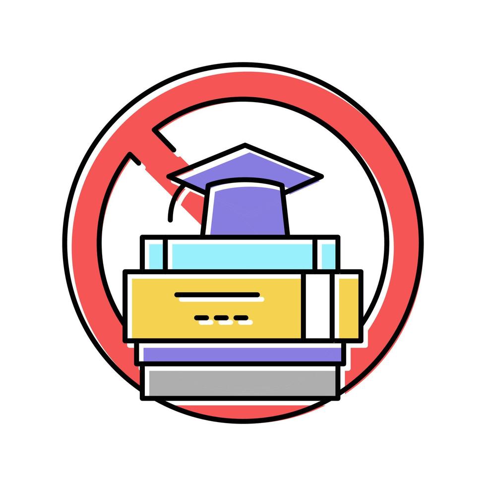 Lack Of Education Social Problem Color Icon Vector Illustration