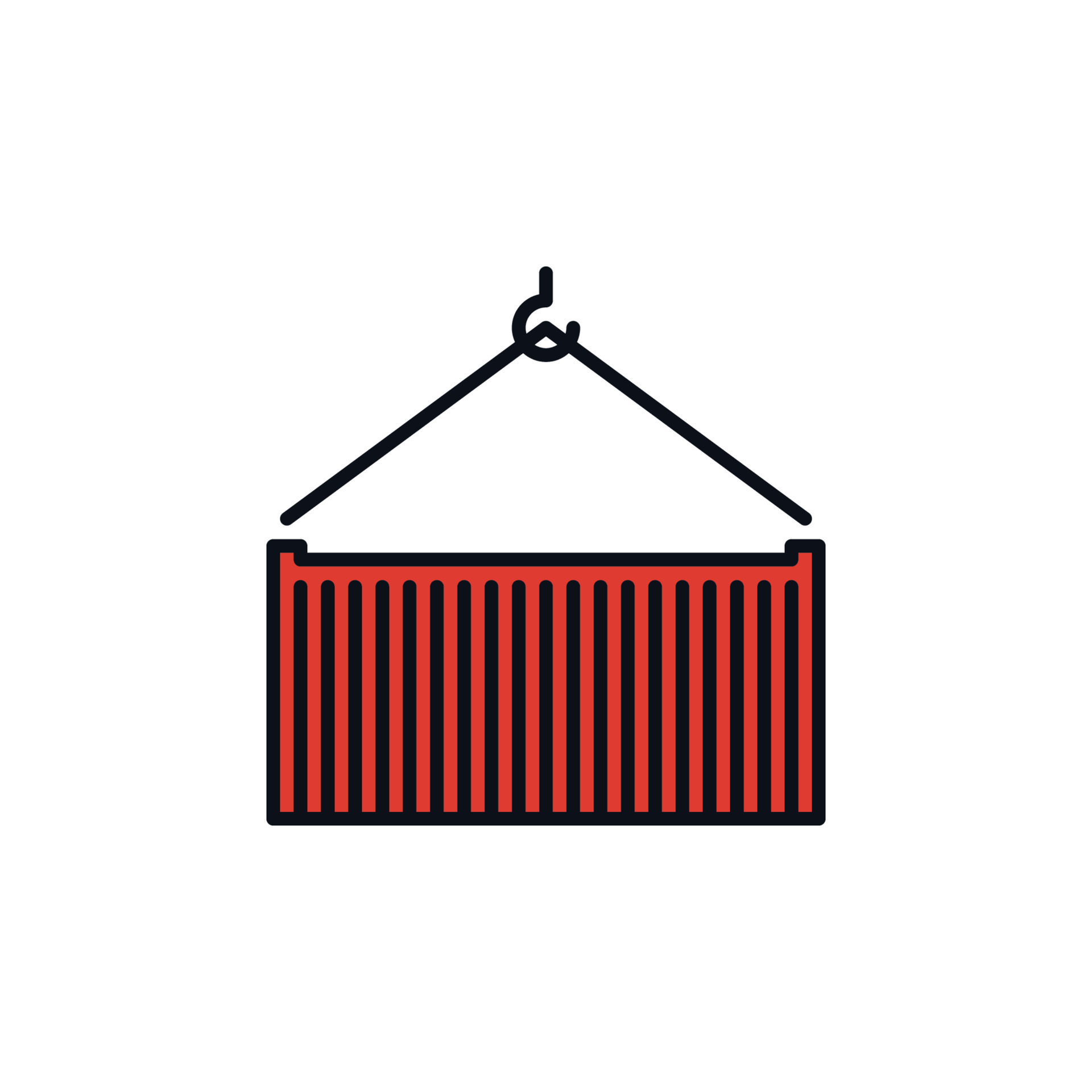 Hanging Red Shipping Container Vector Delivery Concept Colored Icon