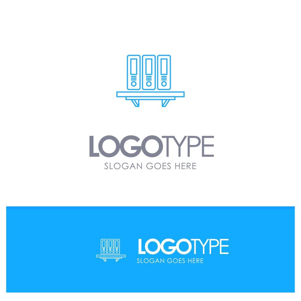 Files Archive Data Database Documents Folders Storage Blue OutLine Logo