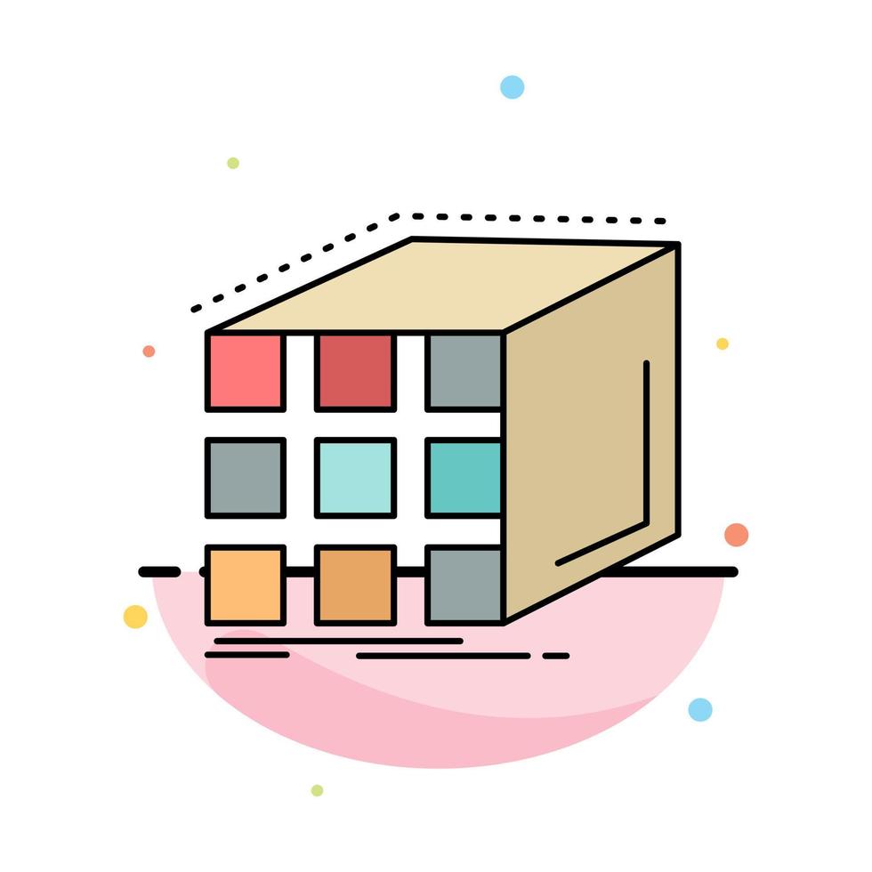 Abstract Aggregation Cube Dimensional Matrix Flat Color Icon Vector