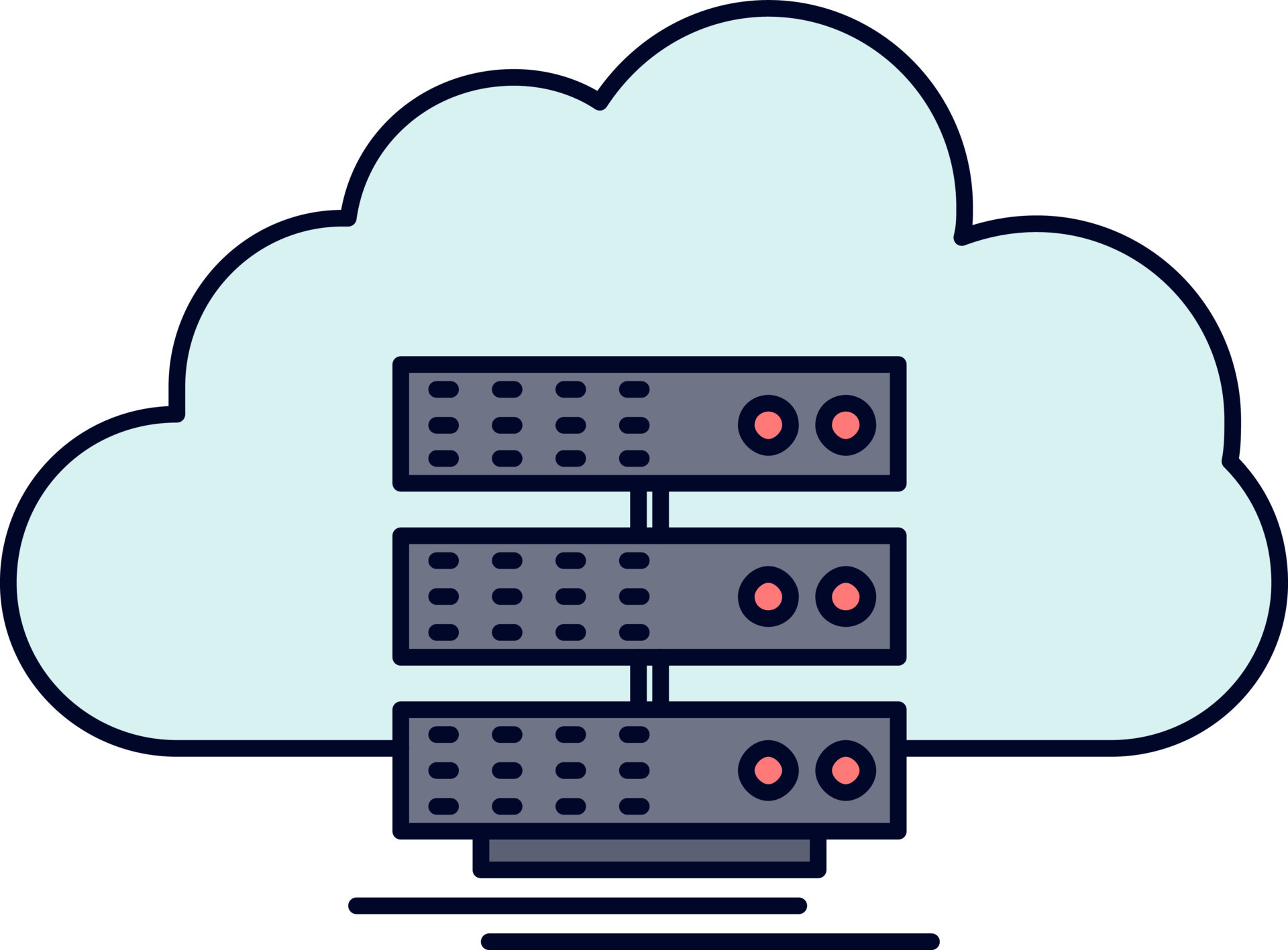 Cloud Storage Computing Data Flow Flat Color Icon Vector 19177531