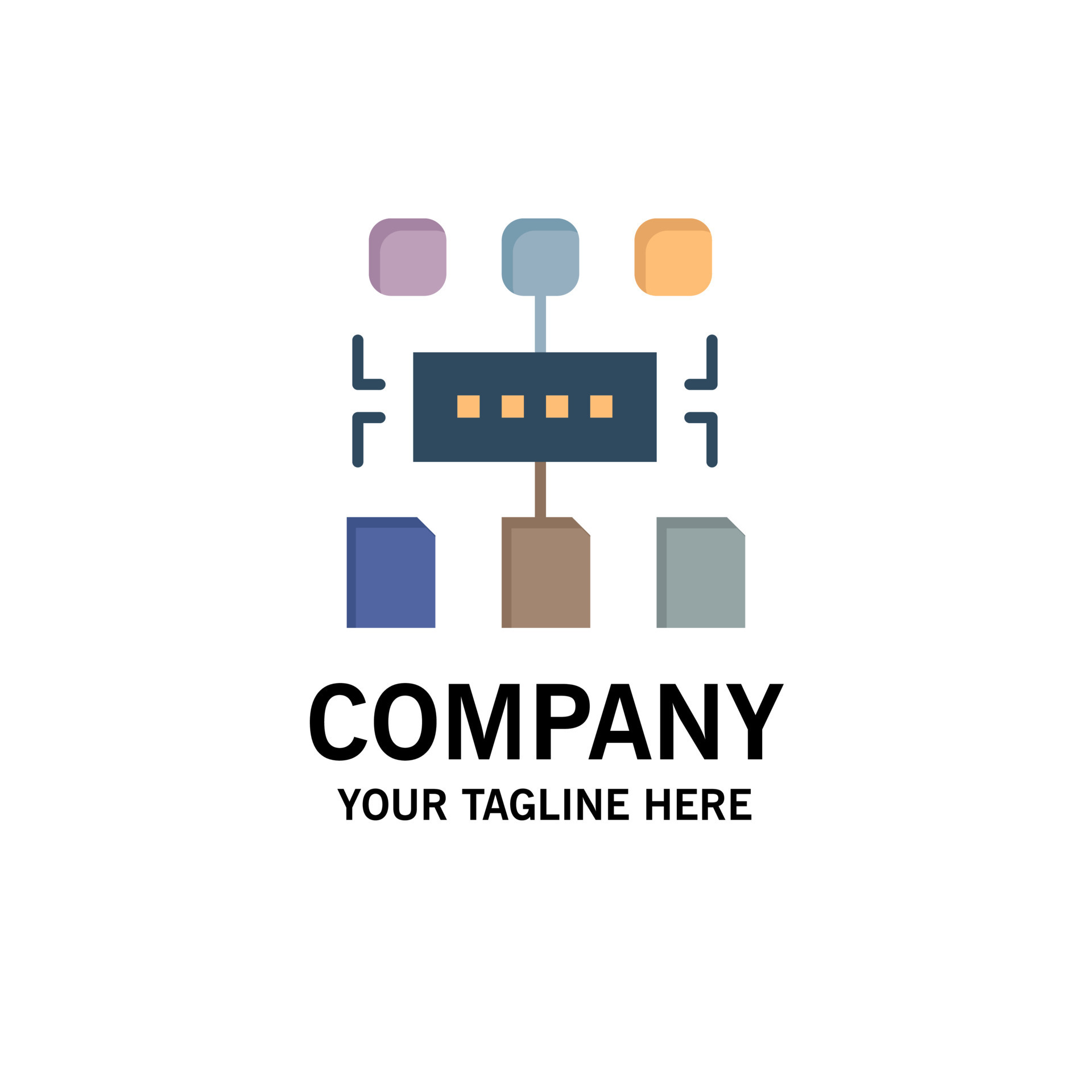 Algorithm Program User Document Business Logo Template Flat Color