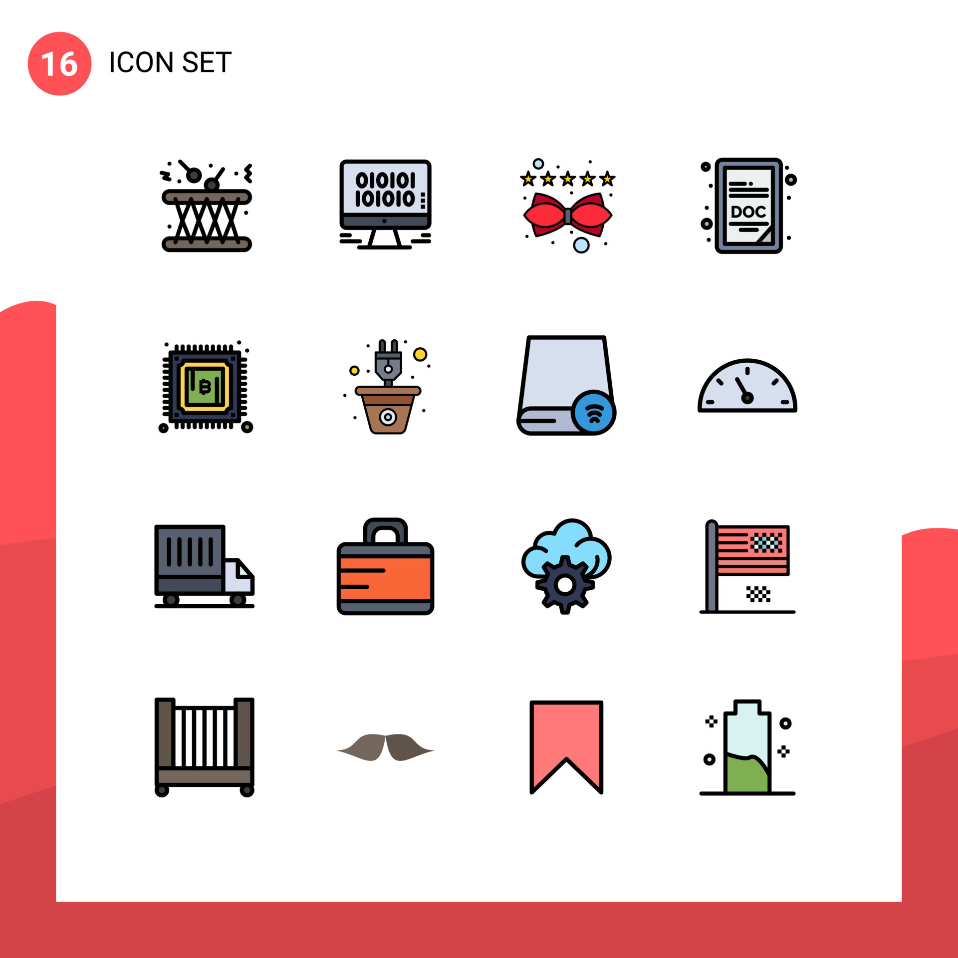 Set Of 16 Modern UI Icons Symbols Signs For Mining Doc File Web Doc