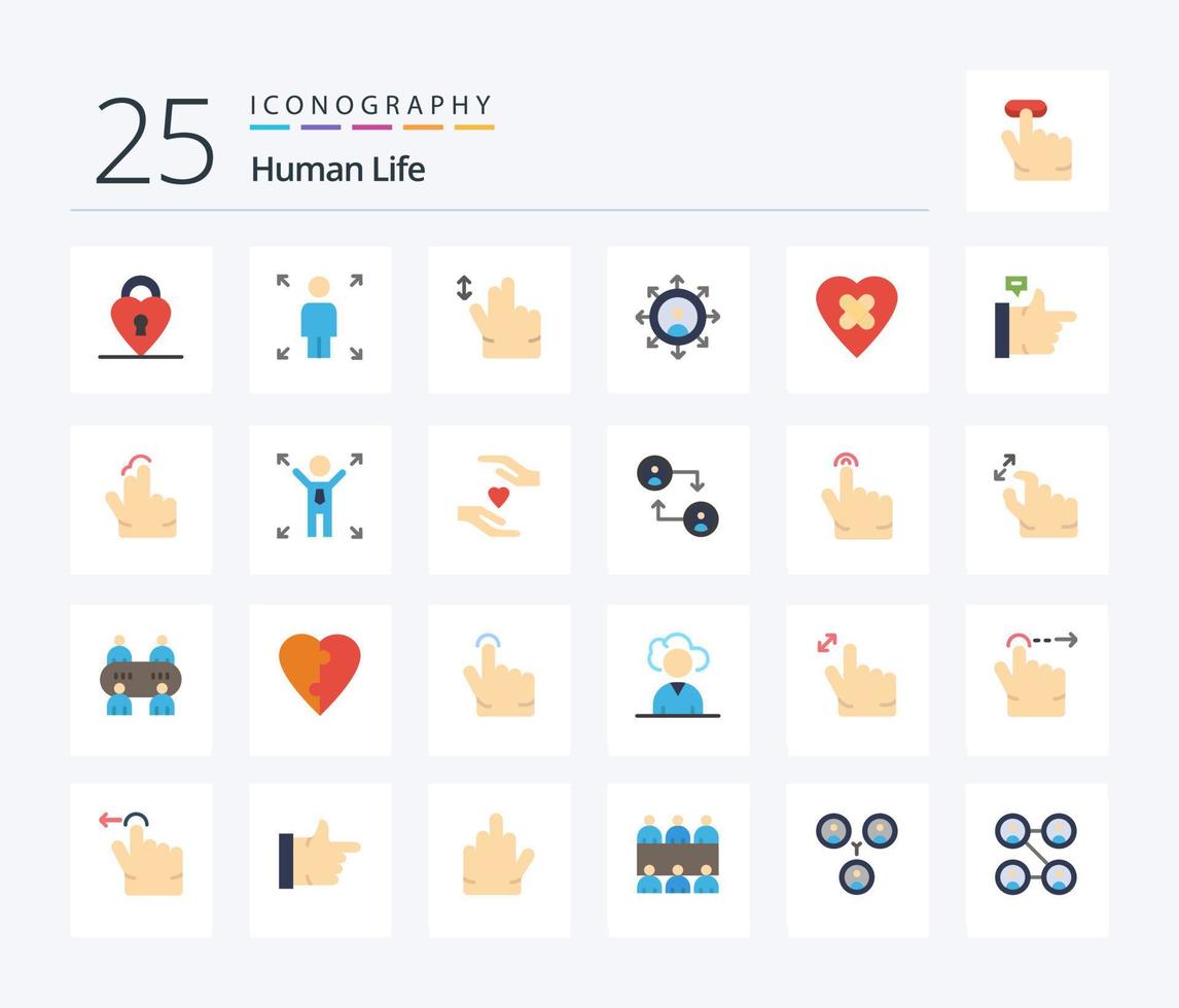 Human 25 Flat Color Icon Pack Including Thumbs Up Bubble Swipe Patch