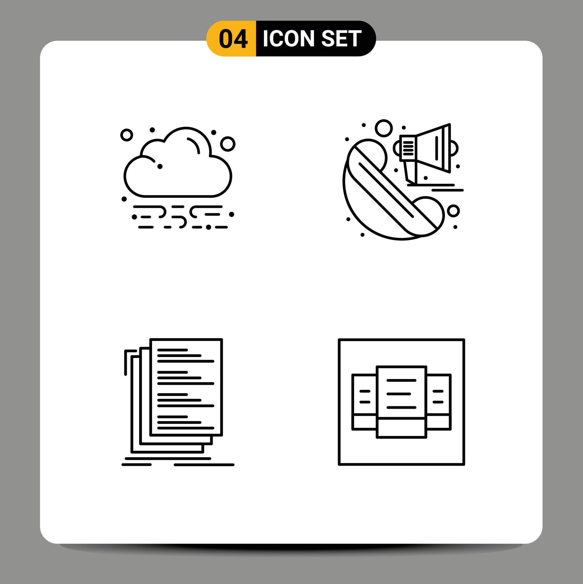 Set Of 4 Modern UI Icons Symbols Signs For Energy Compile Announcement