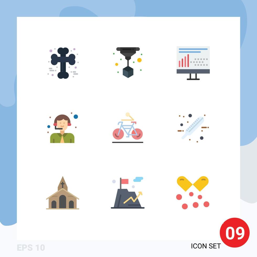 9 User Interface Flat Color Pack Of Modern Signs And Symbols Of