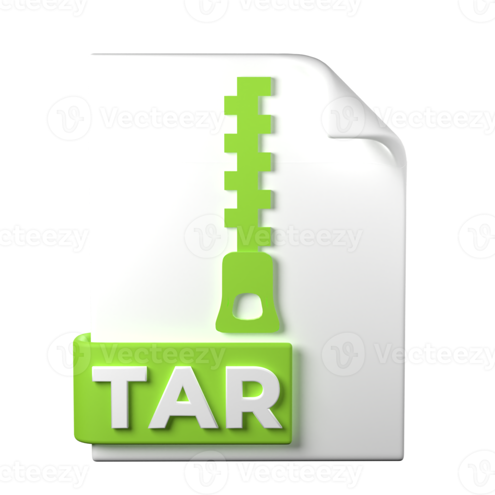 TAR File Type 3D Rendering On Transparent Background Ui UX Icon Design