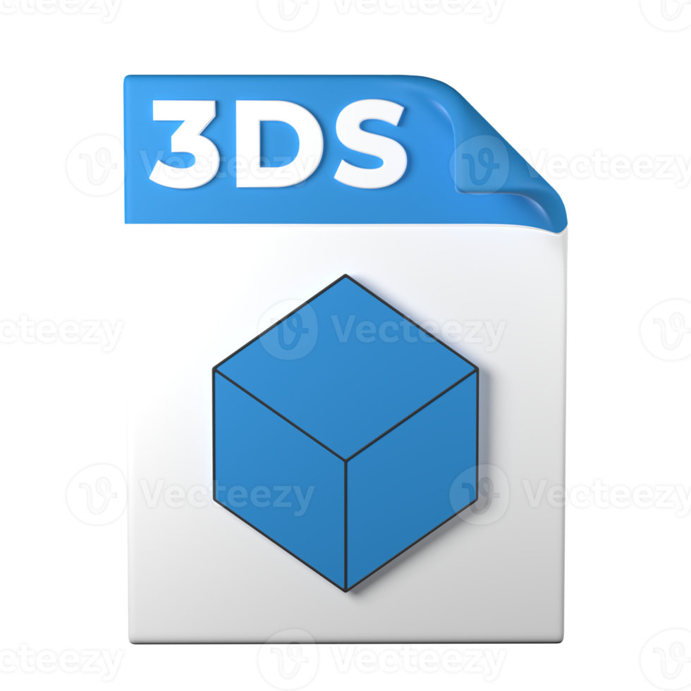 3DS File Type 3D Rendering On Transparent Background Ui UX Icon Design