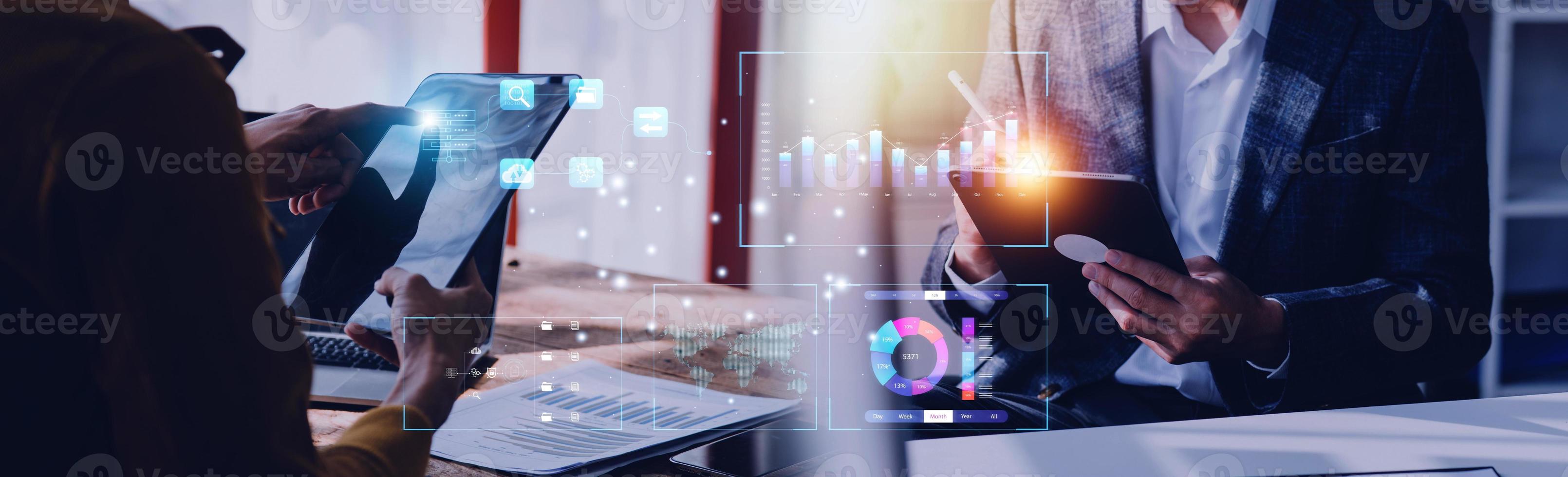 Analyst Working With Business Analytics And Data Management System On