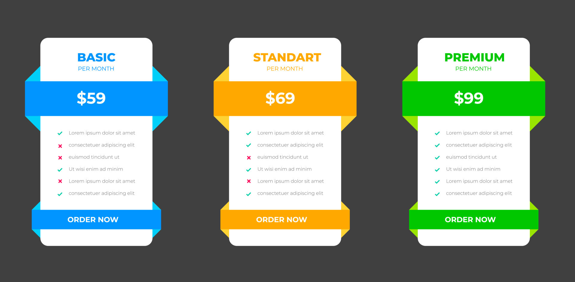 Ui UX Pricing Design Tables With Tariffs Subscription Features