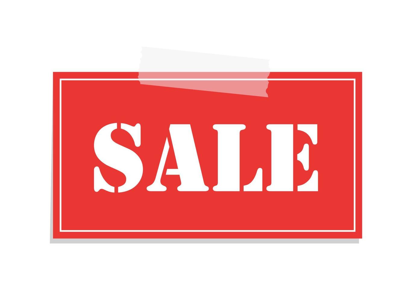 Red Sale Tags Vector Illustration Taped Sale Paper Note Memo Price