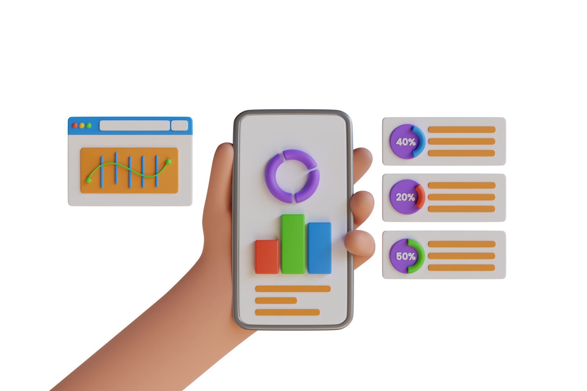 Data Analytics Ui Dashboard Design With Chart Set Of Circle Percentage