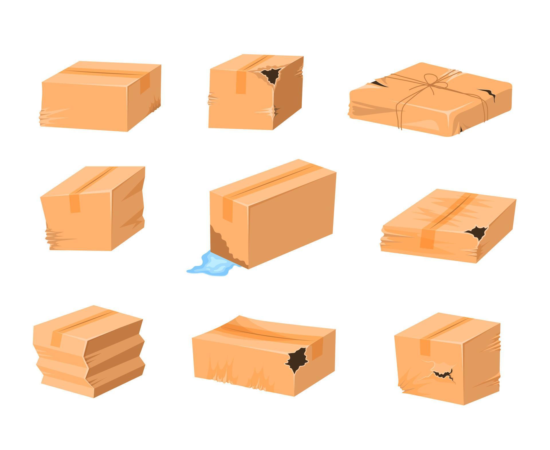Cartoon Color Different Damaged Boxes Set Vector 21677386 Vector Art