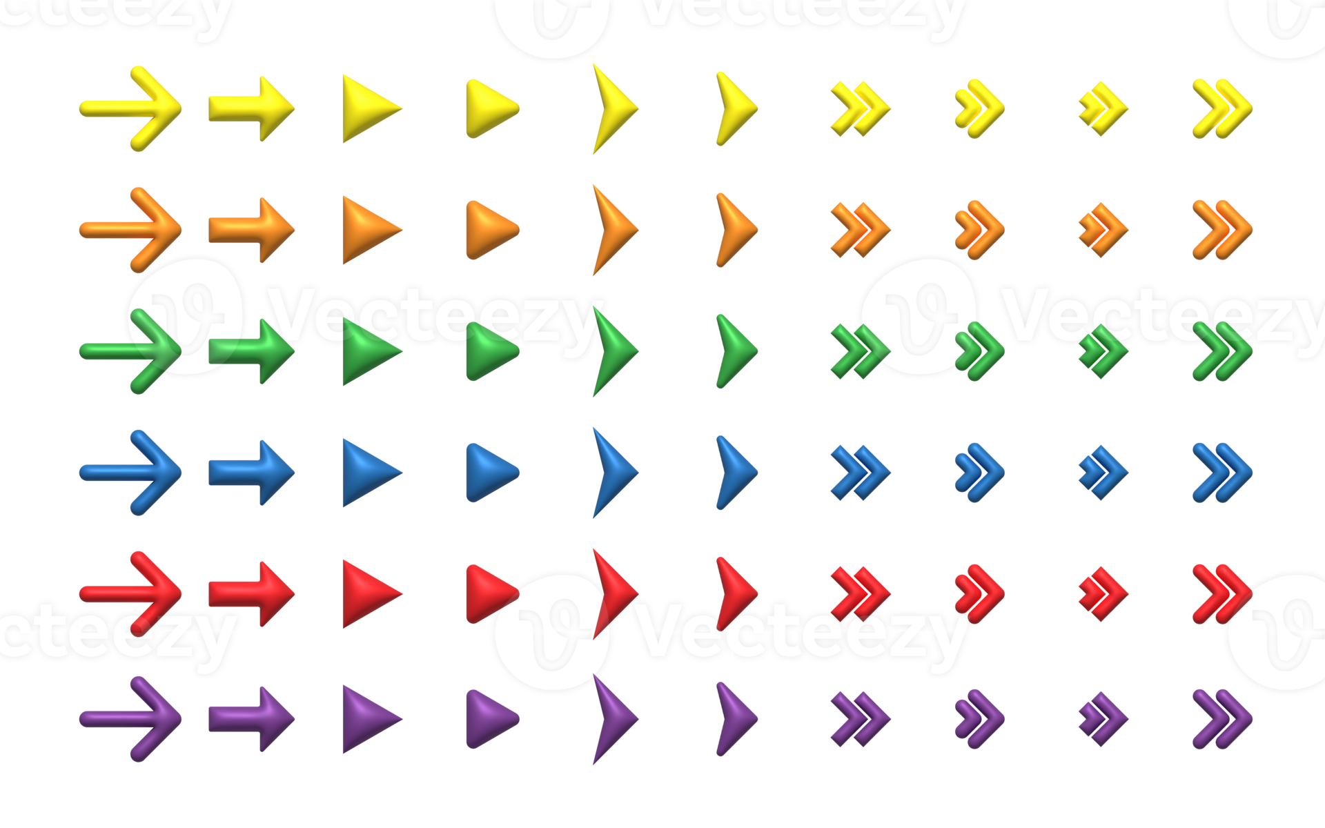 Colorful 3d Arrow Icon Set Isolated On White Background Arrow Pointer