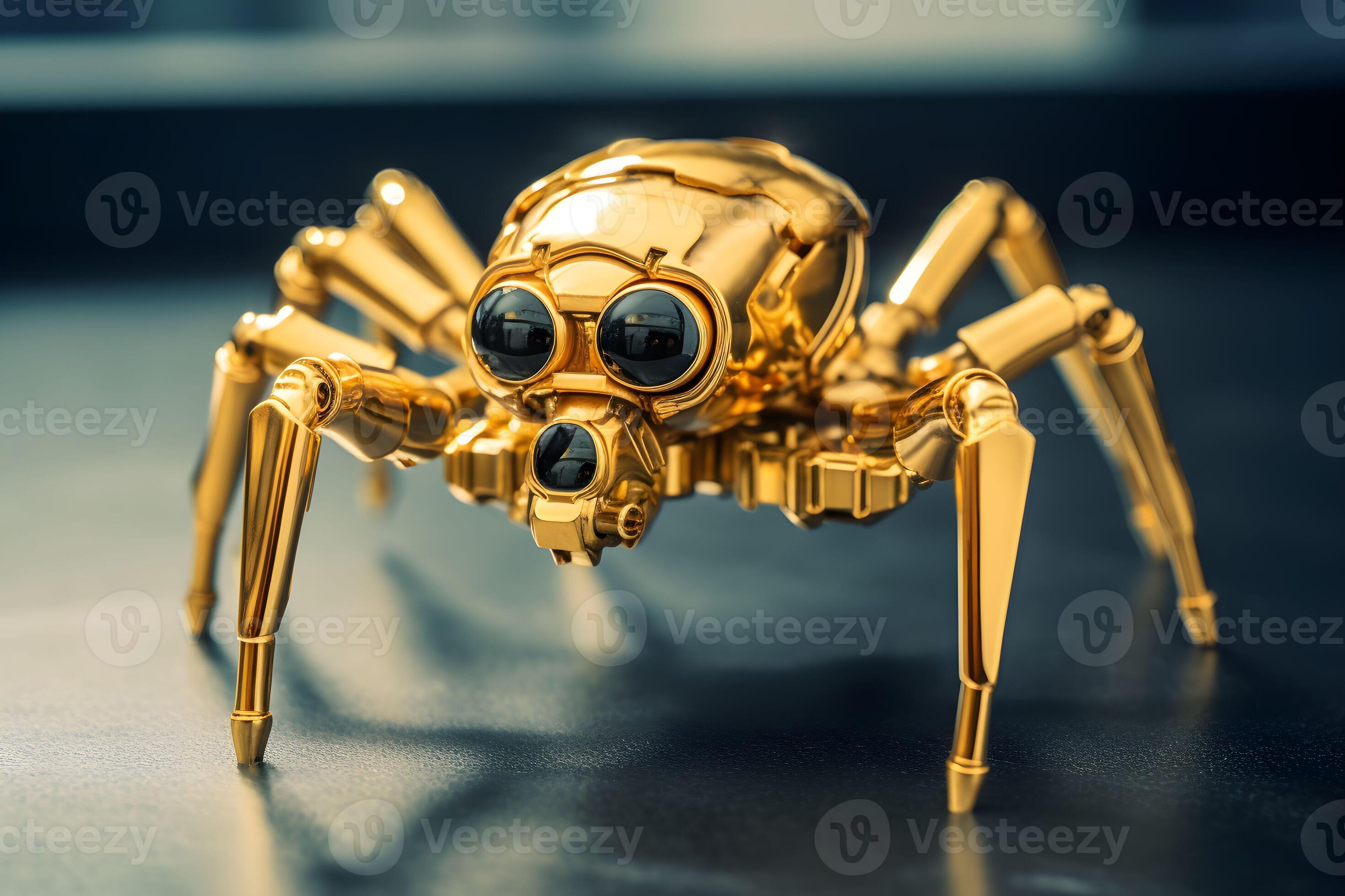 Golden Spider Metal Robot Prototype Generated Technology