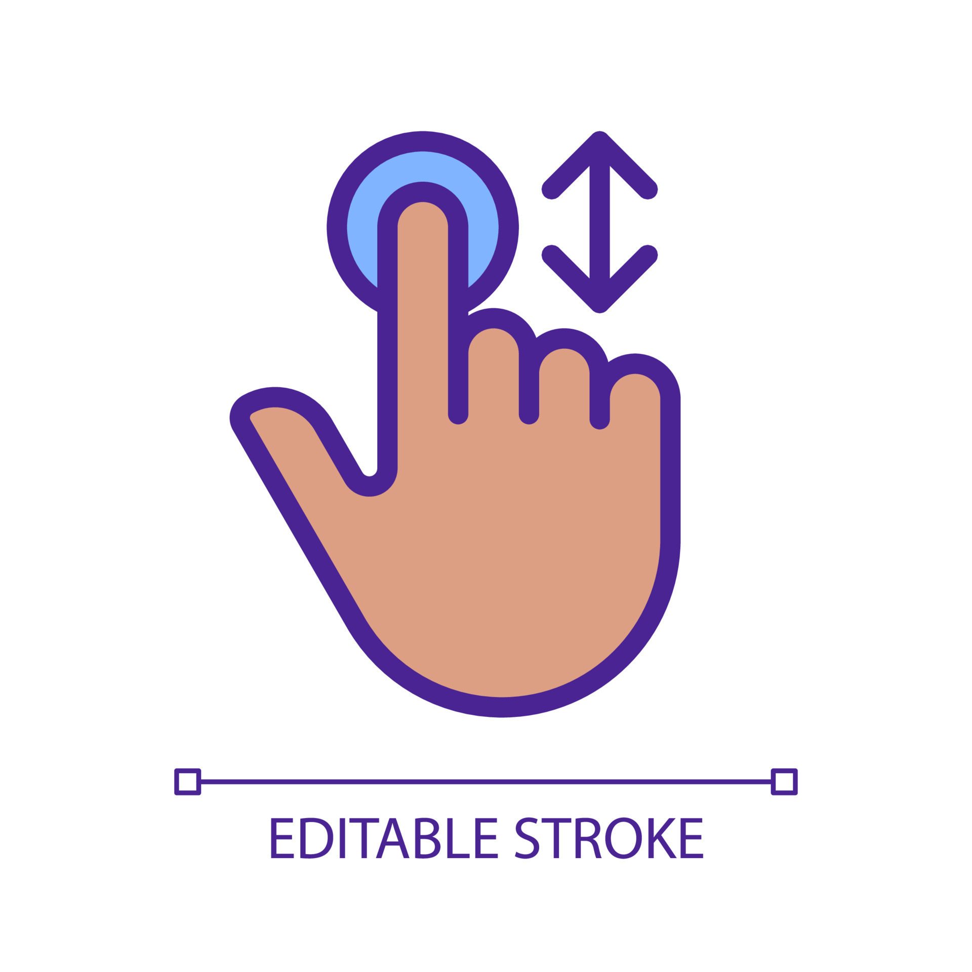 Scrolling Vertically Gesture Pixel Perfect RGB Color Icon Move Down