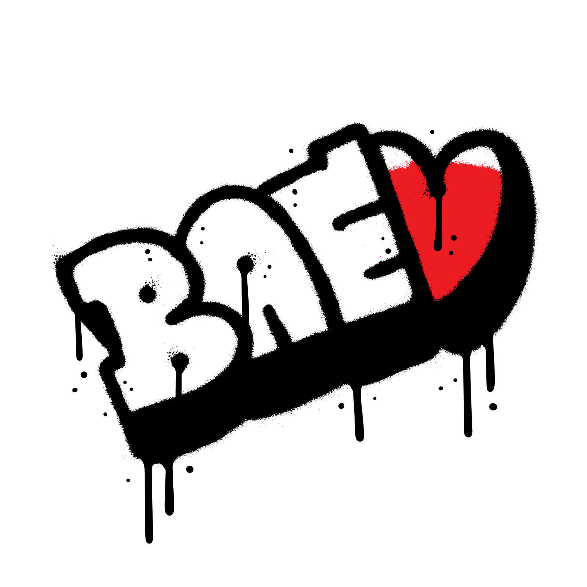 Bay Hand Painted Urban Graffiti Word With Red Heart Sign Unique Hand