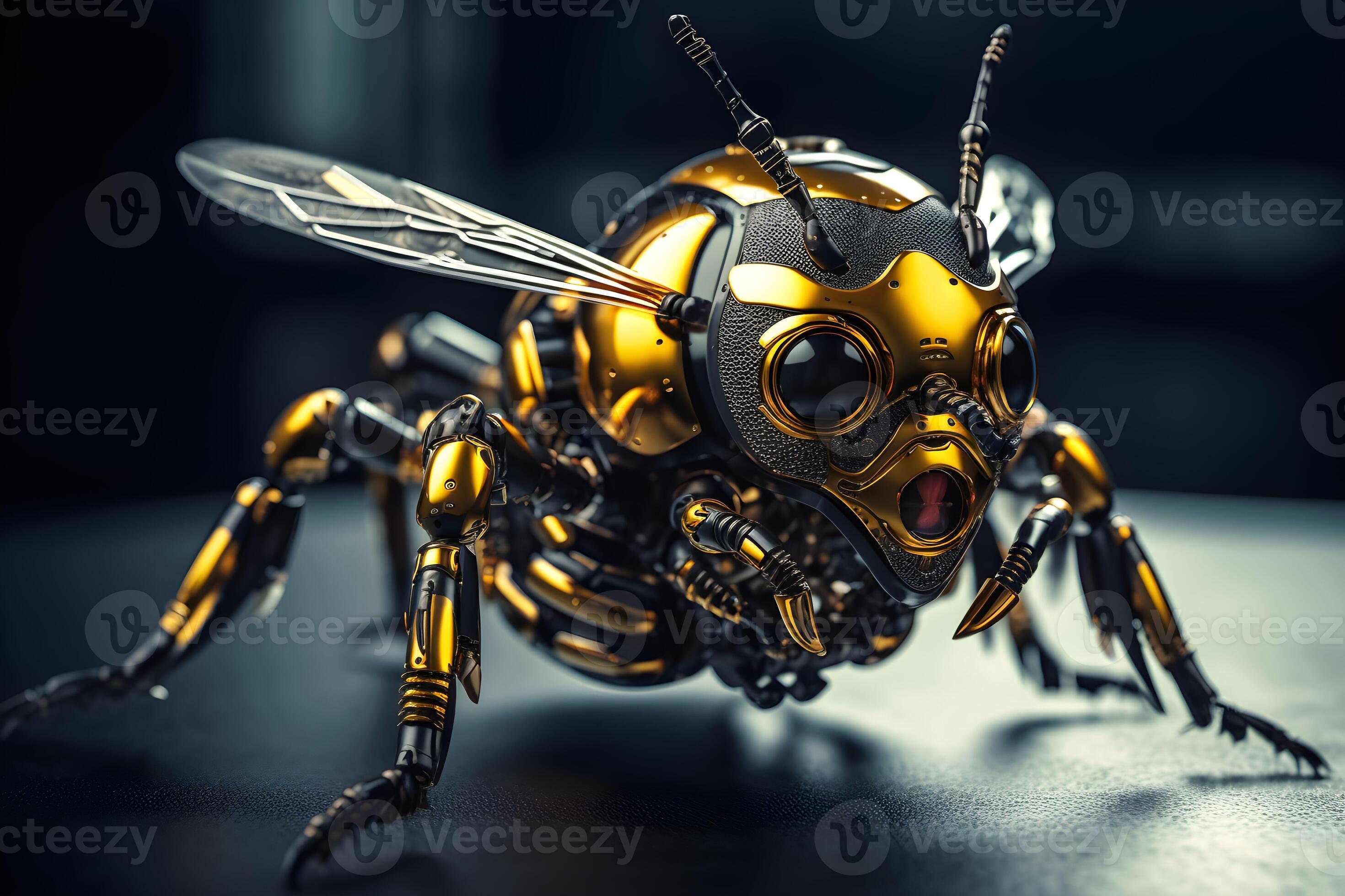 Golden Bee Robot Prototype Generated Technology 23368945 Stock Photo