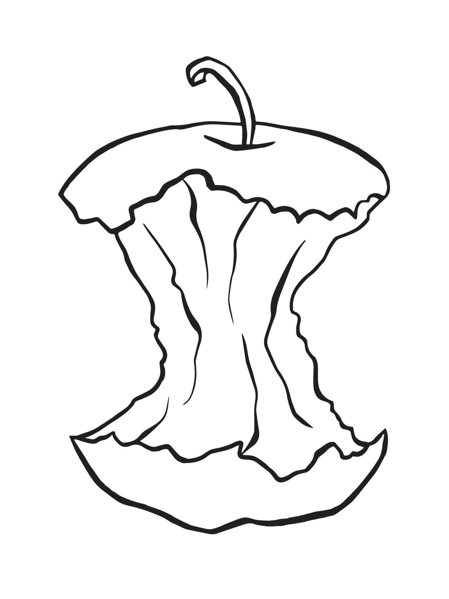 Mordido Manzana Negro Y Blanco Resumido Solamente Comida Residuos