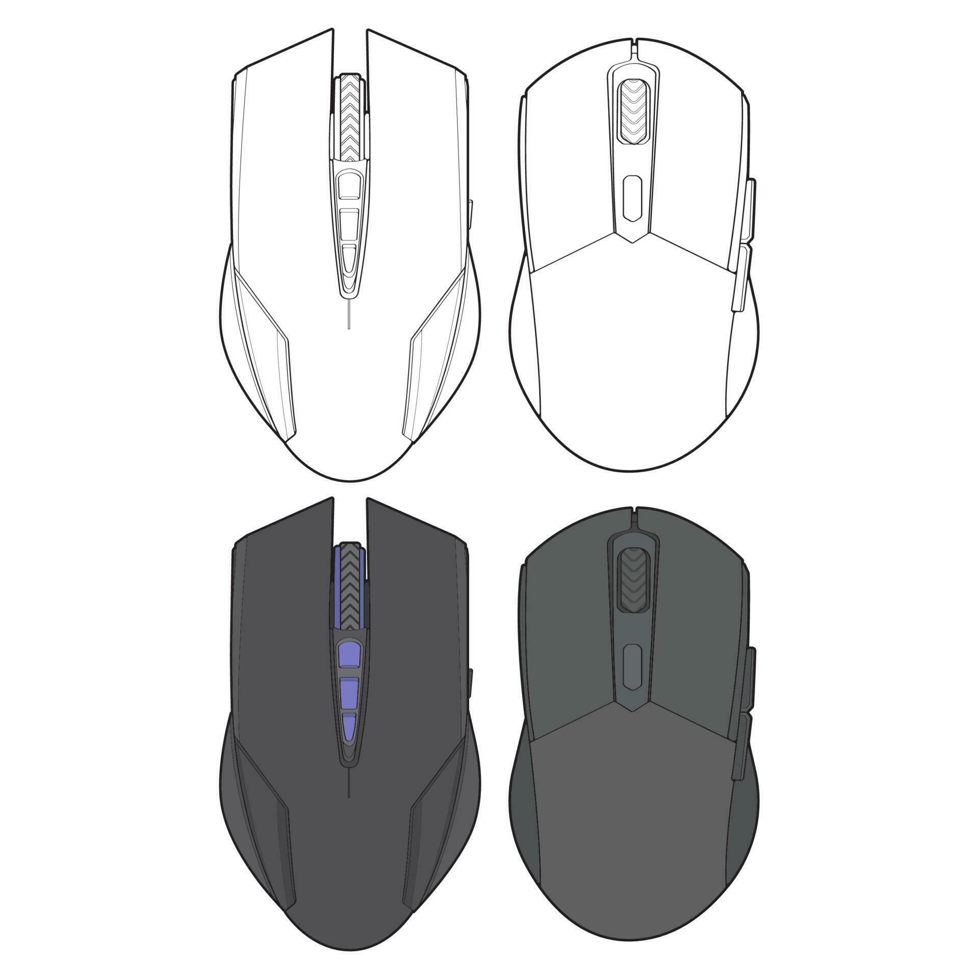 Set Of Coloring Computer Mouse Outline Drawing Vector Computer Mouse