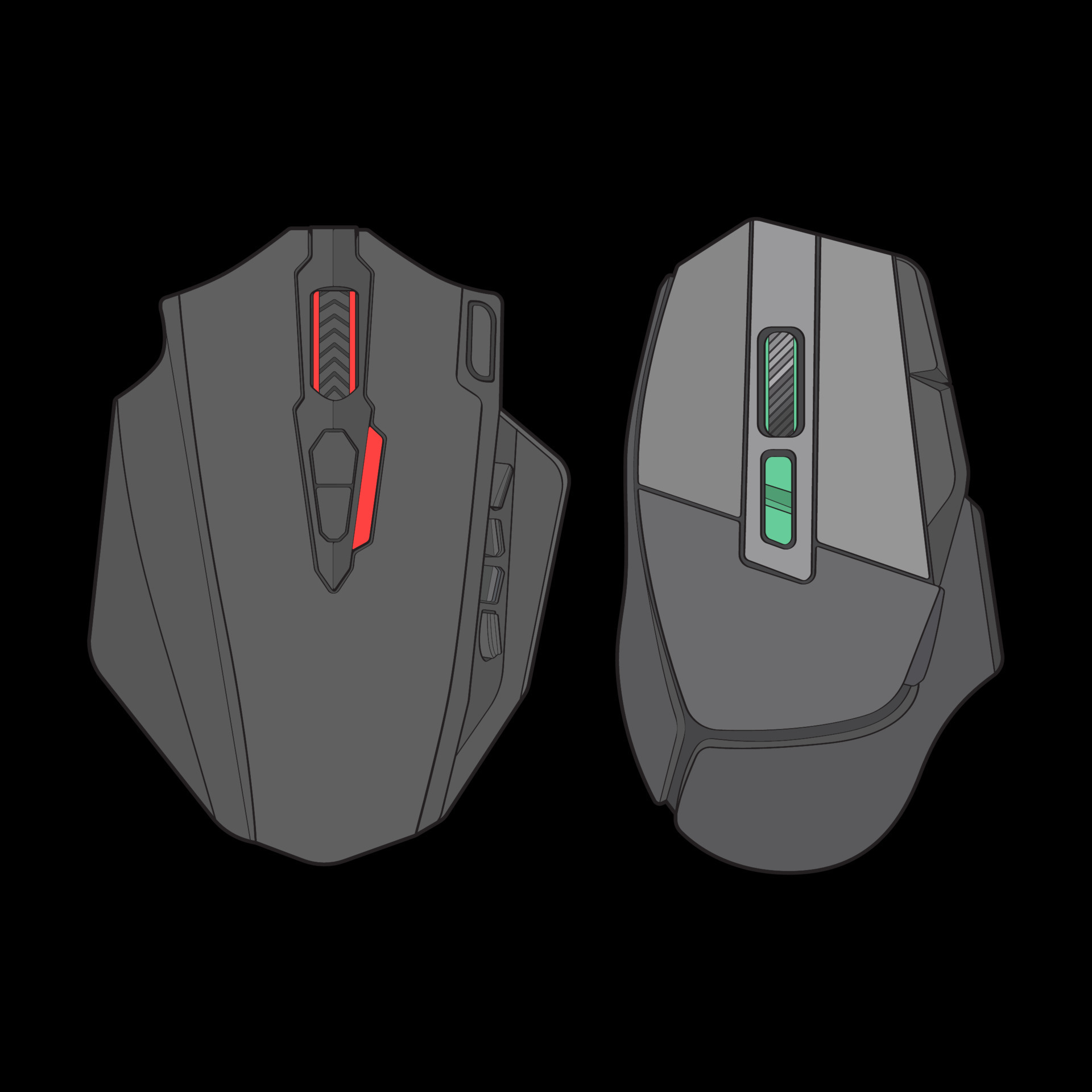 Set Of Coloring Computer Mouse Outline Drawing Vector Computer Mouse