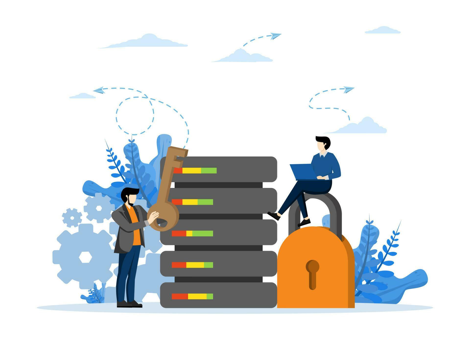 Server Security Concept Showing Server Managed By Network