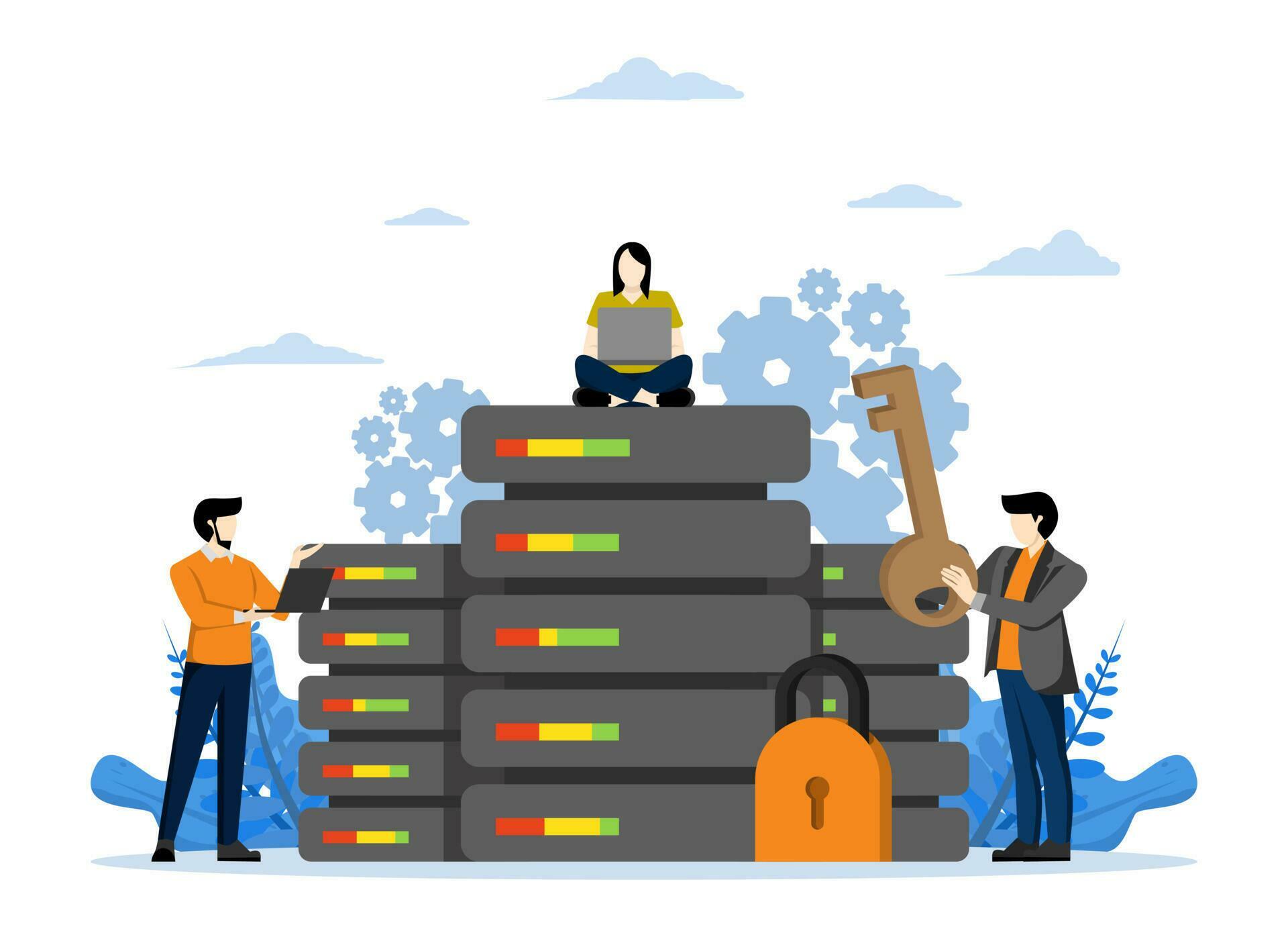 Server Security Concept Showing Server Managed By Network