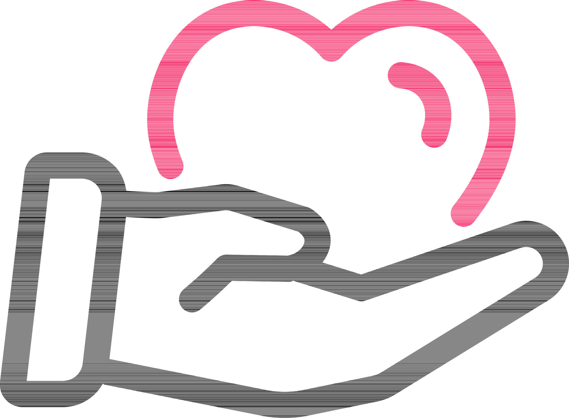 línea Arte corazón en mano icono en negro y rosado color Vector en Vecteezy