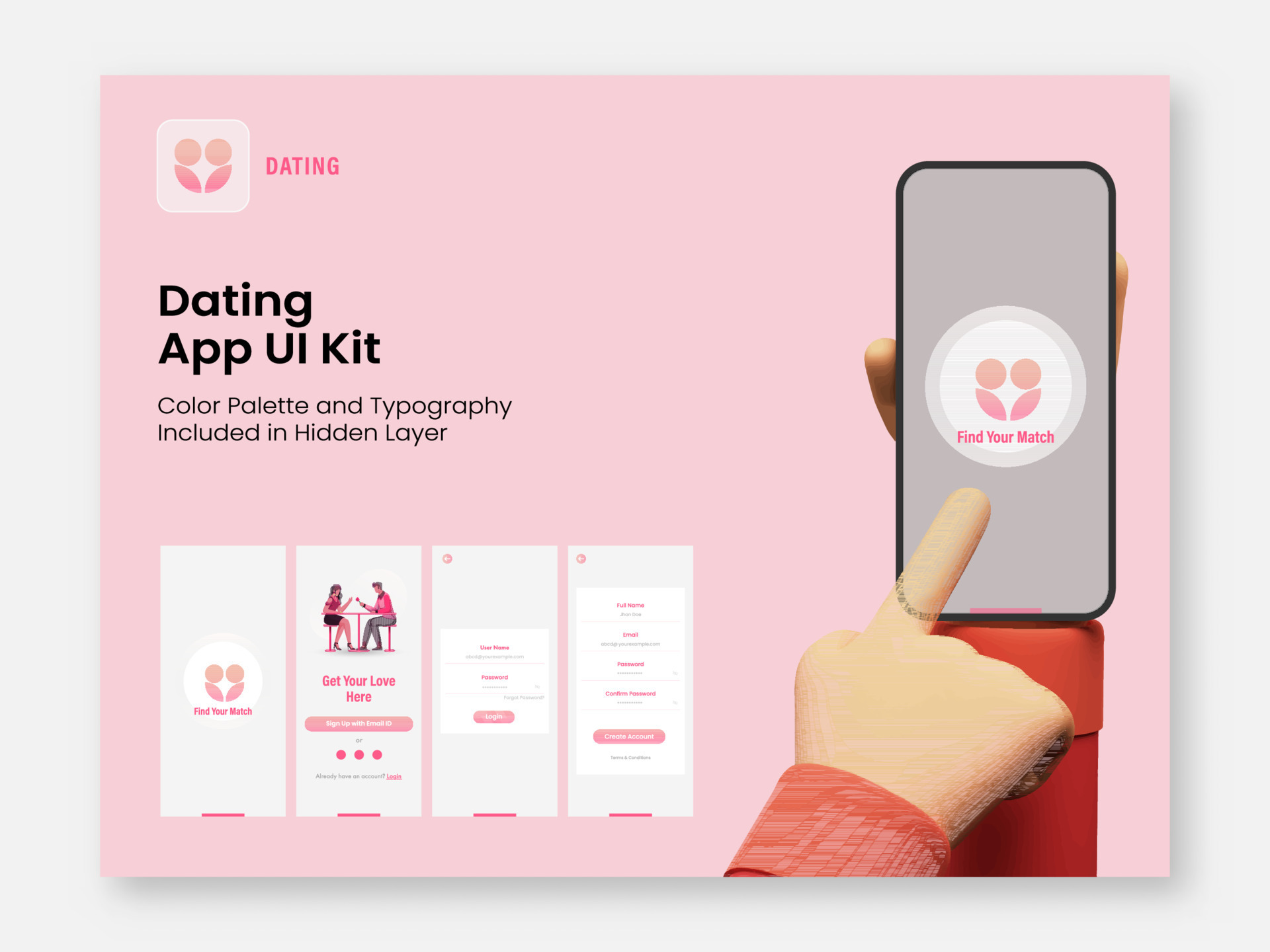 Dating App UI Kit For Responsive Mobile Application Or Website With