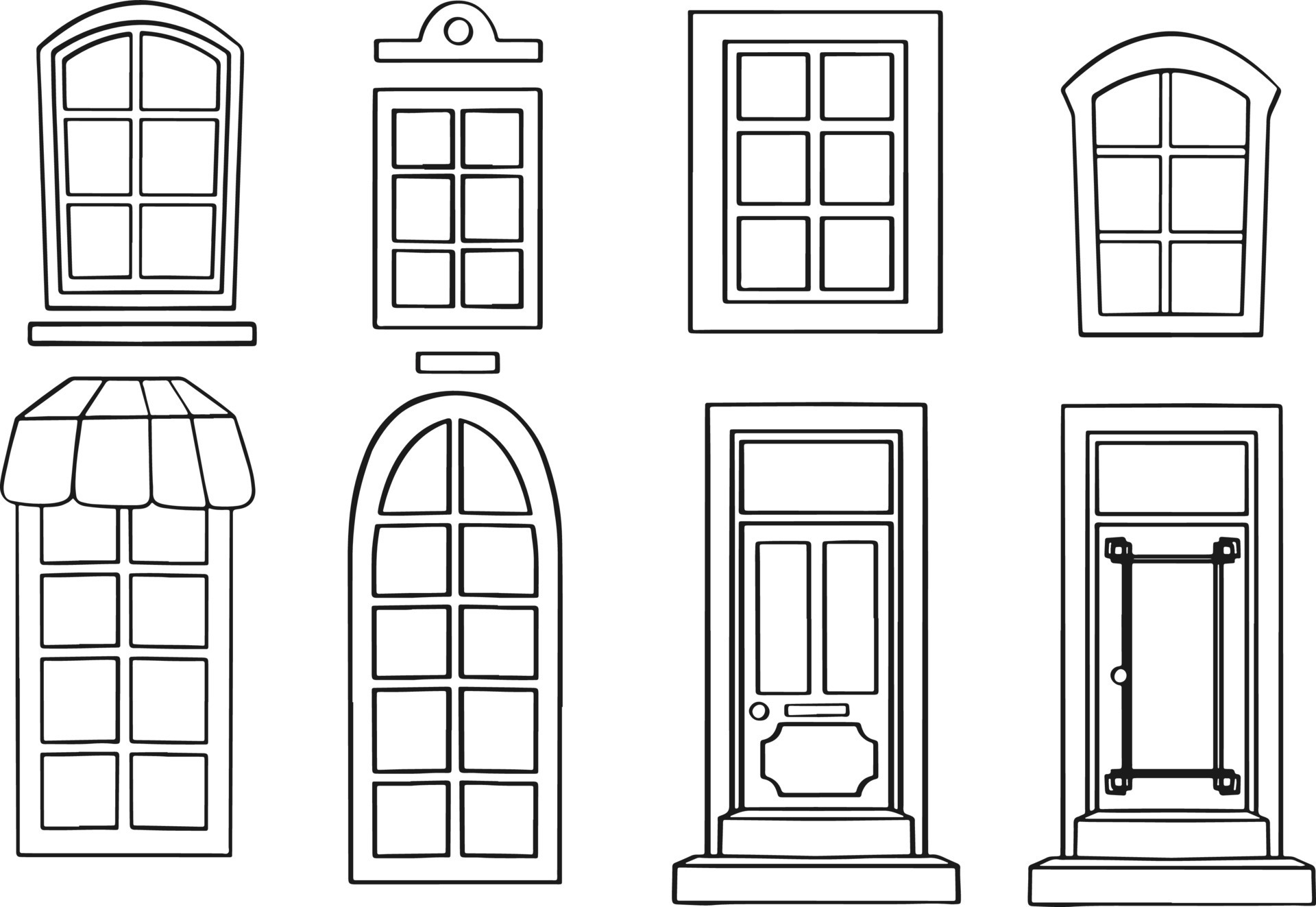 Vector Icons Set Of Different Types Of Windows Vector Illustration