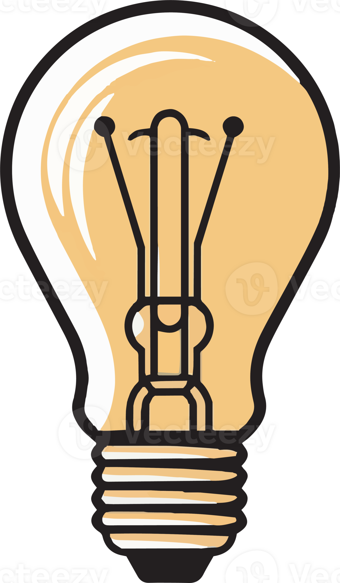 Hand Drawn Vintage Light Bulb Logo In Flat Line Art Style 24786696 PNG
