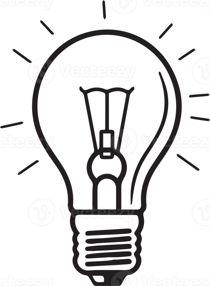 Hand Drawn Vintage Light Bulb Logo In Flat Line Art Style 24786735 PNG