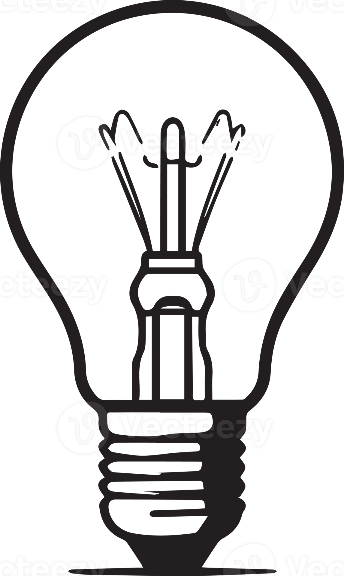 Hand Drawn Vintage Light Bulb Logo In Flat Line Art Style 24786746 PNG