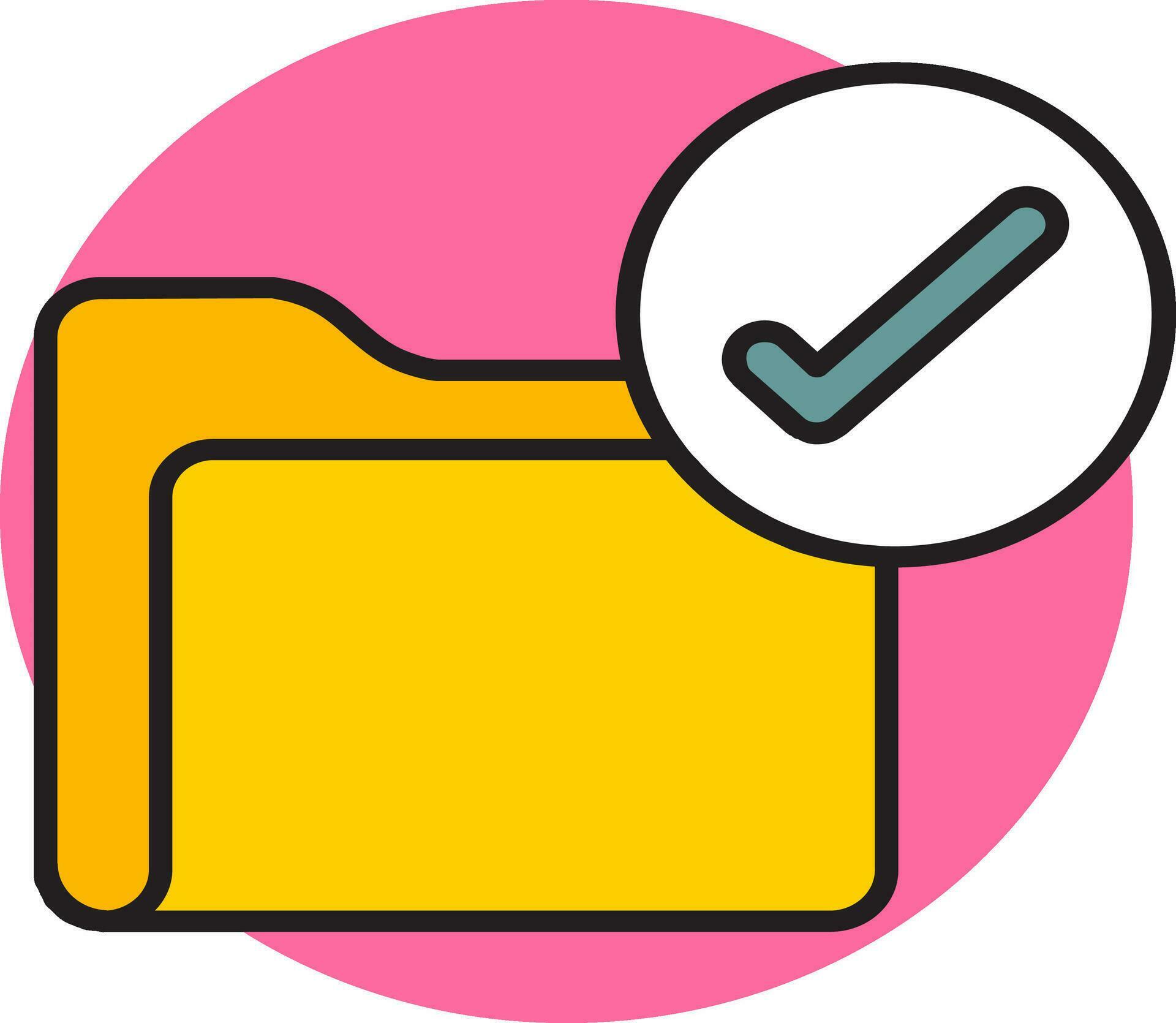 Check File Folder Icon In Yellow And Green Color 25047139 Vector Art
