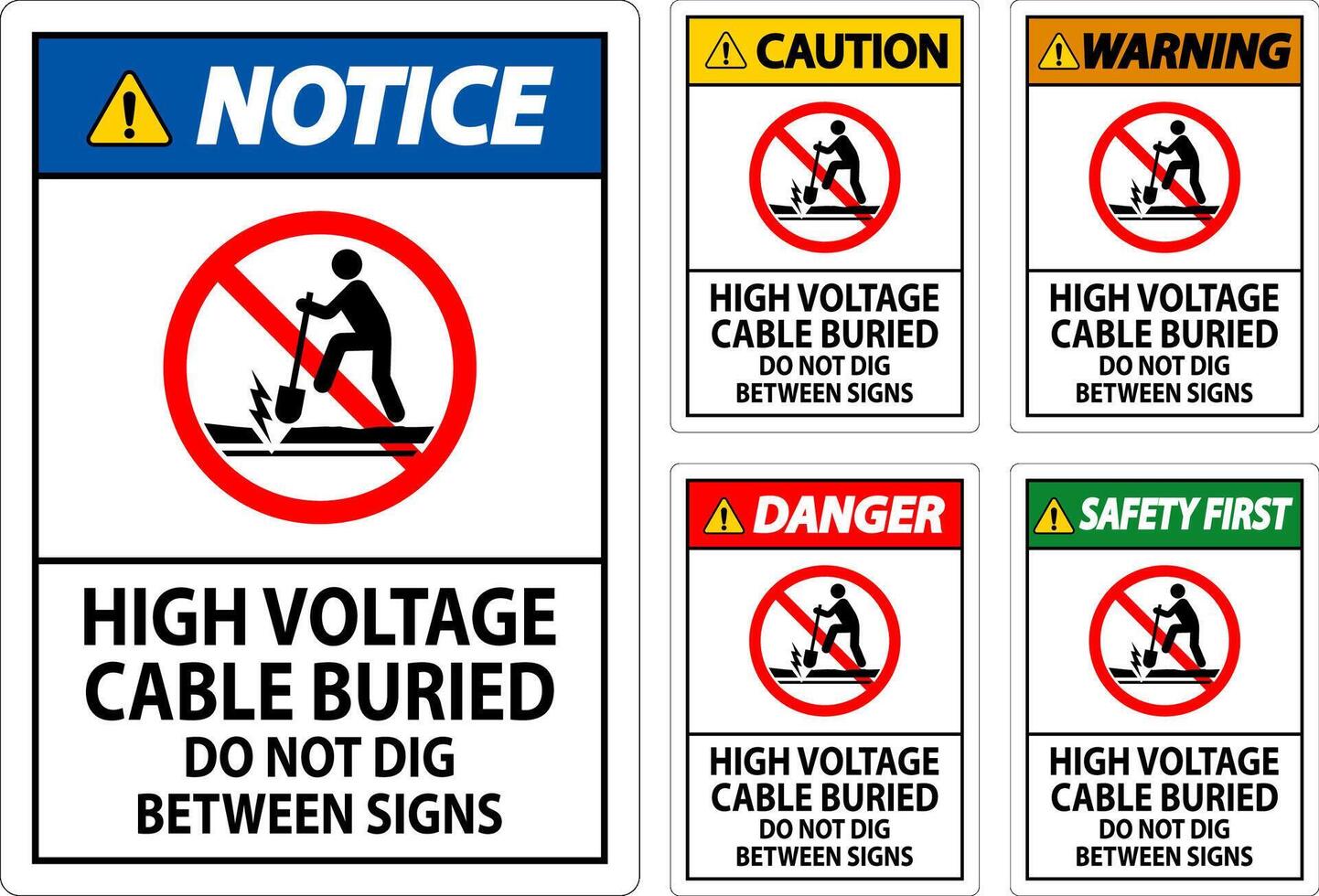 Danger Sign High Voltage Cable Buried Do Not Dig Between Sign 26309908