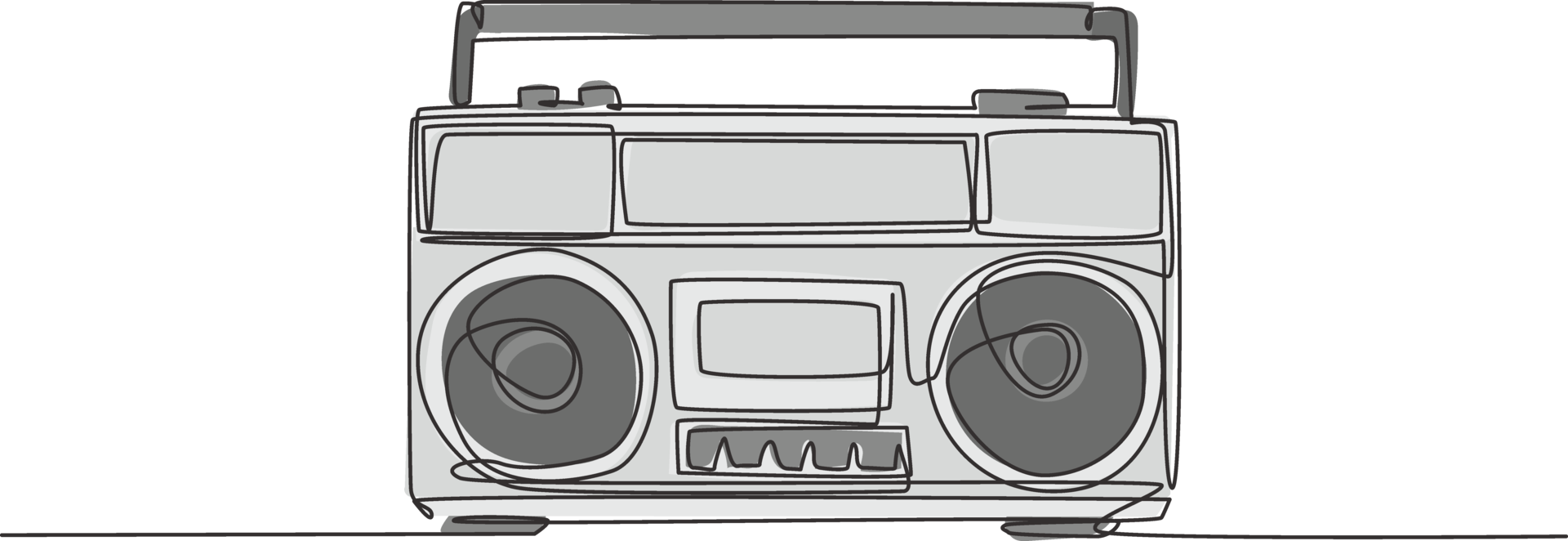 One Single Line Drawing Of Retro Old Fashioned Analog Radio Tape