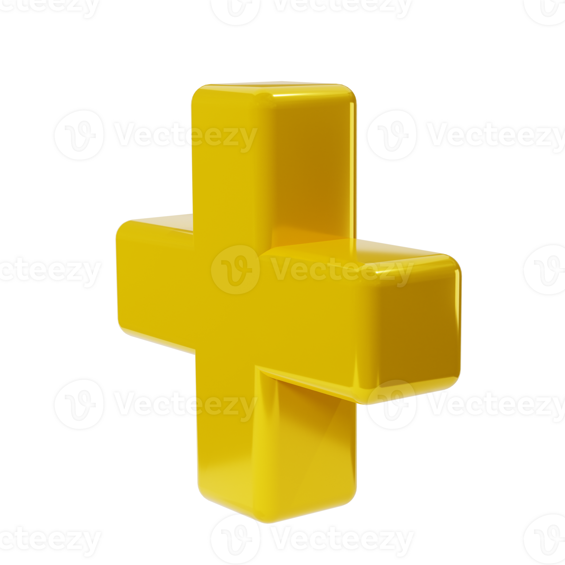 Realistic 3d Yellow Golden Plus Add Sign Icon Decorative Arithmetic