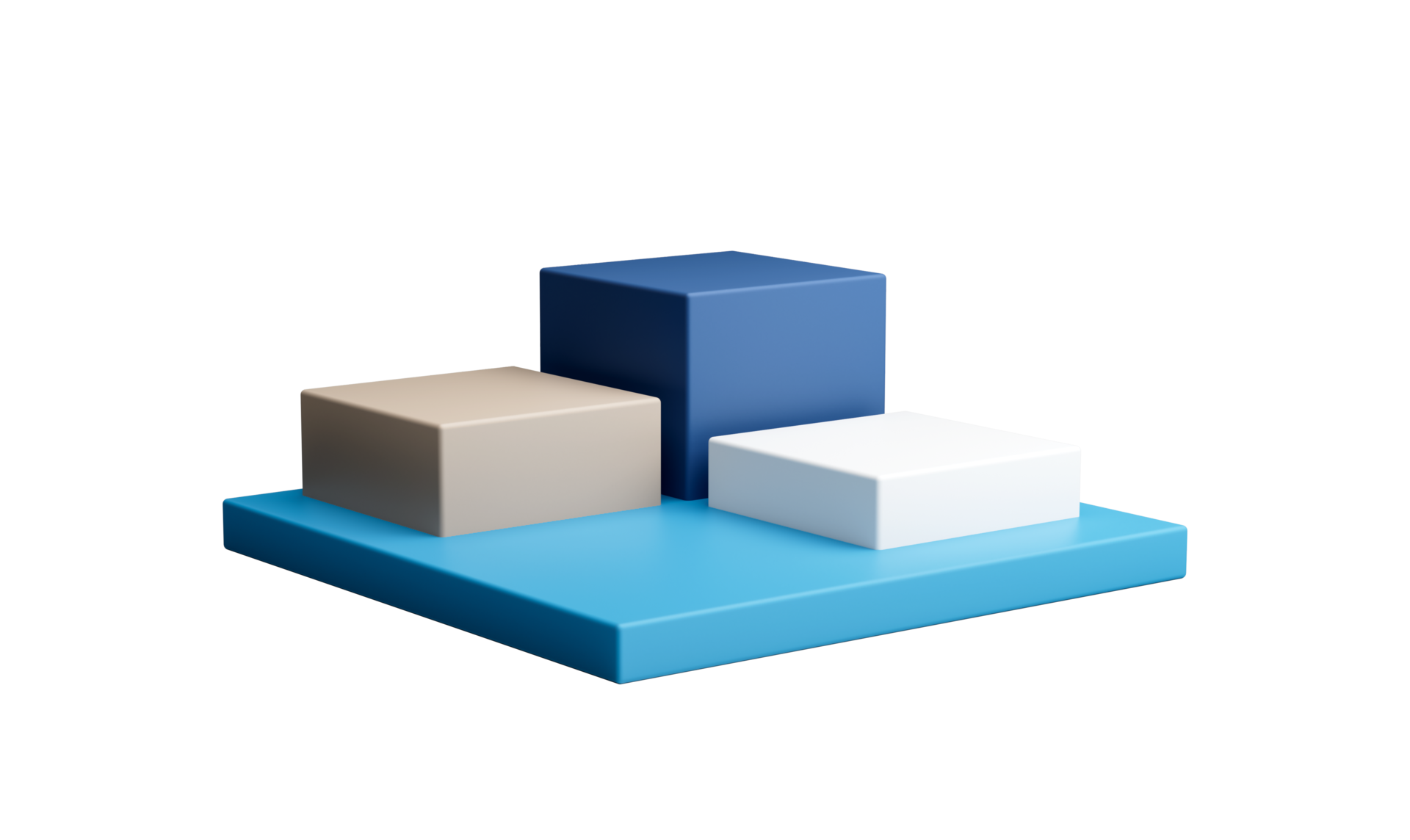 Three Steps Cube Podium White Platform Or Backdrop With Empty Space