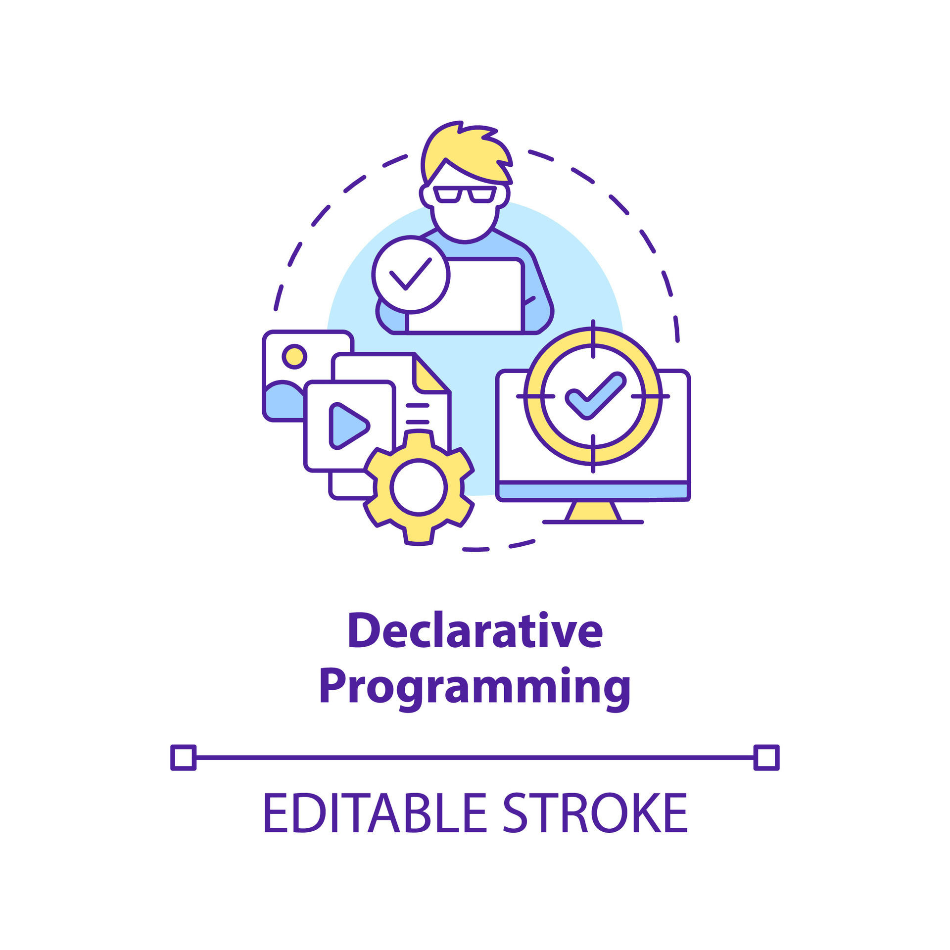 declarativo programación concepto icono codificación paradigma tipo