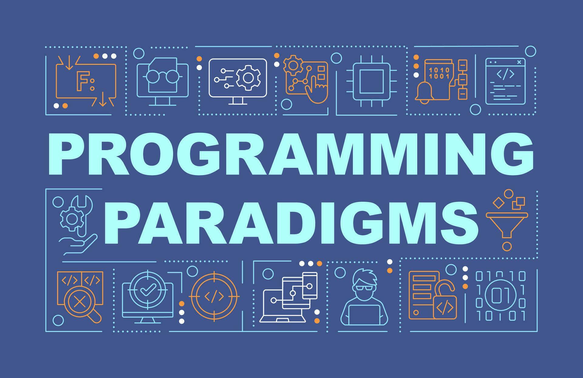 Programming Approaches Word Concepts Dark Blue Banner Coding Paradigms